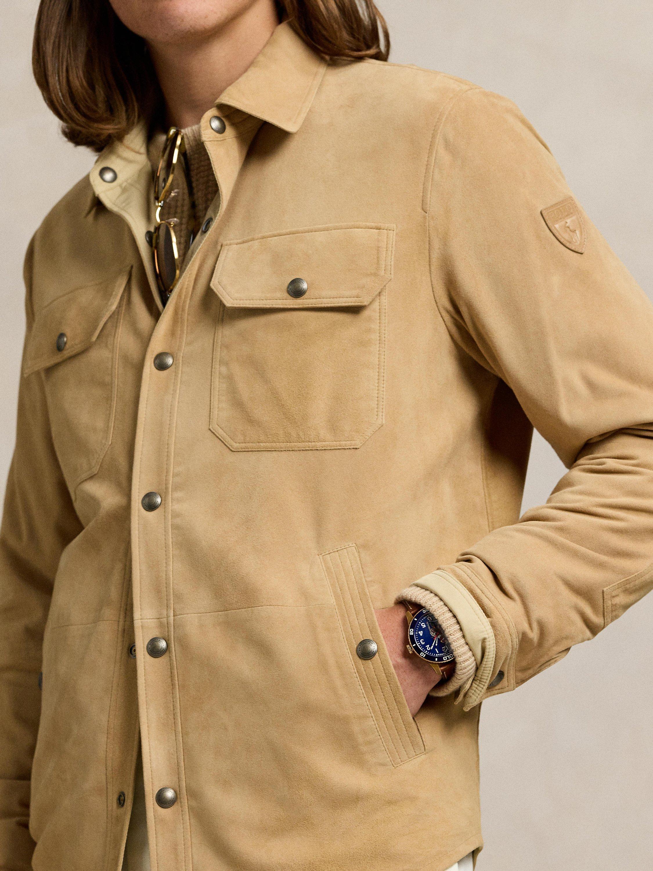 Polo Ralph Lauren Goat Suede Shacket, Vintage Khaki/Tan Polo Ralph Lauren Goat Suede Shacket, Vintage Khaki/Tan