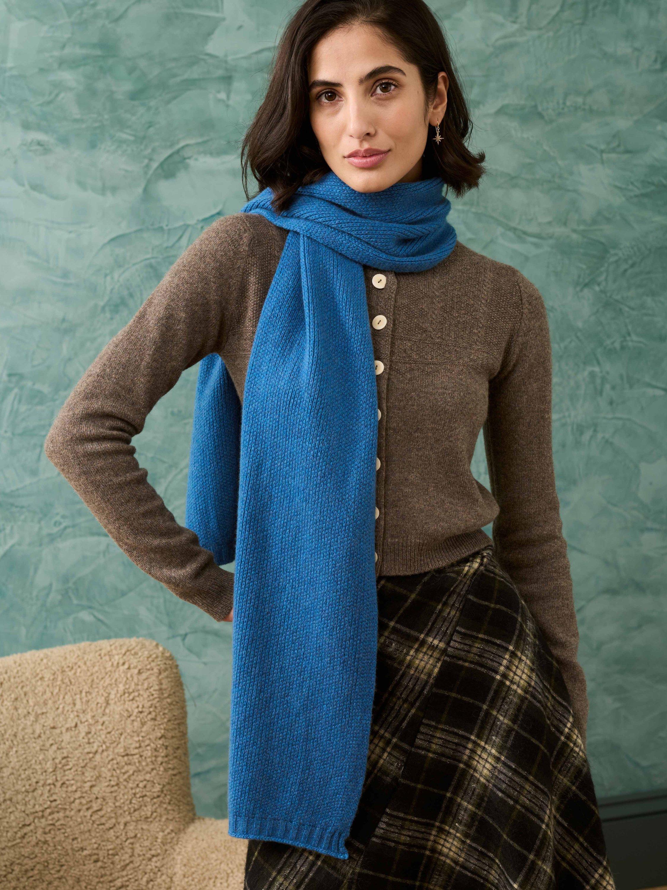 Brora Pure Cashmere Scarf, China Blue