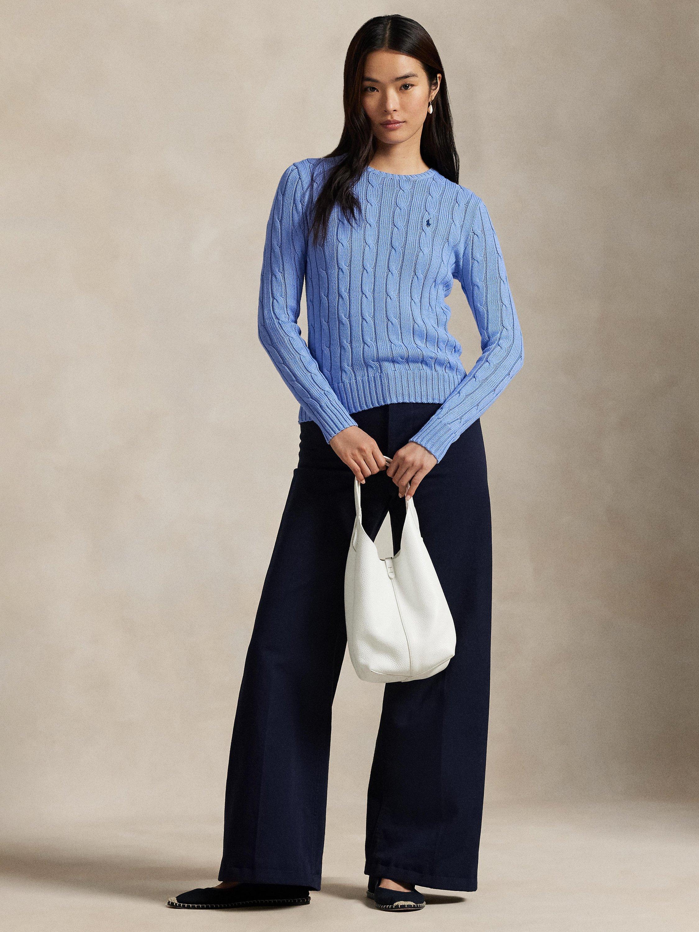 Polo Ralph Lauren Julianna Cable Knit Jumper, Light Blue