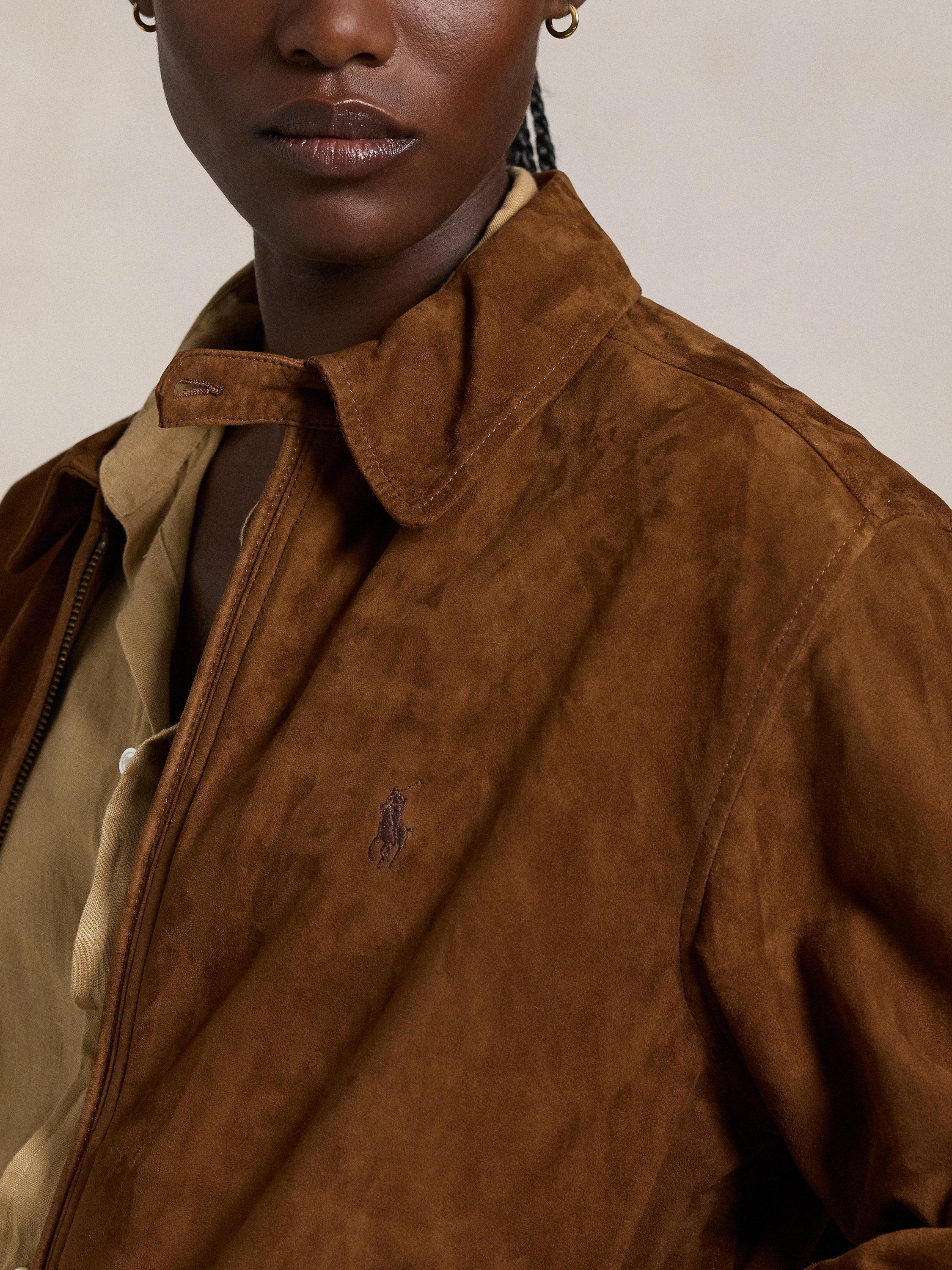 Polo Ralph Lauren Suede Windbreaker Jacket, Brown