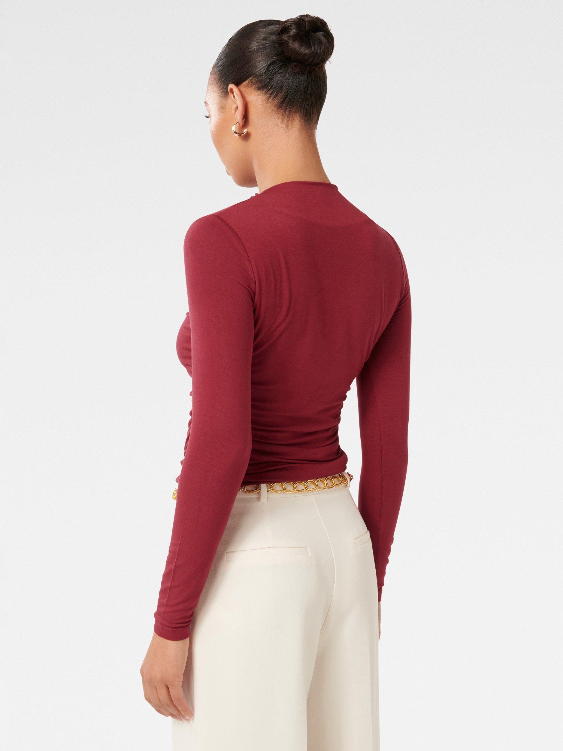 Forever New Zona Ruched Neck Top, Burnt Red