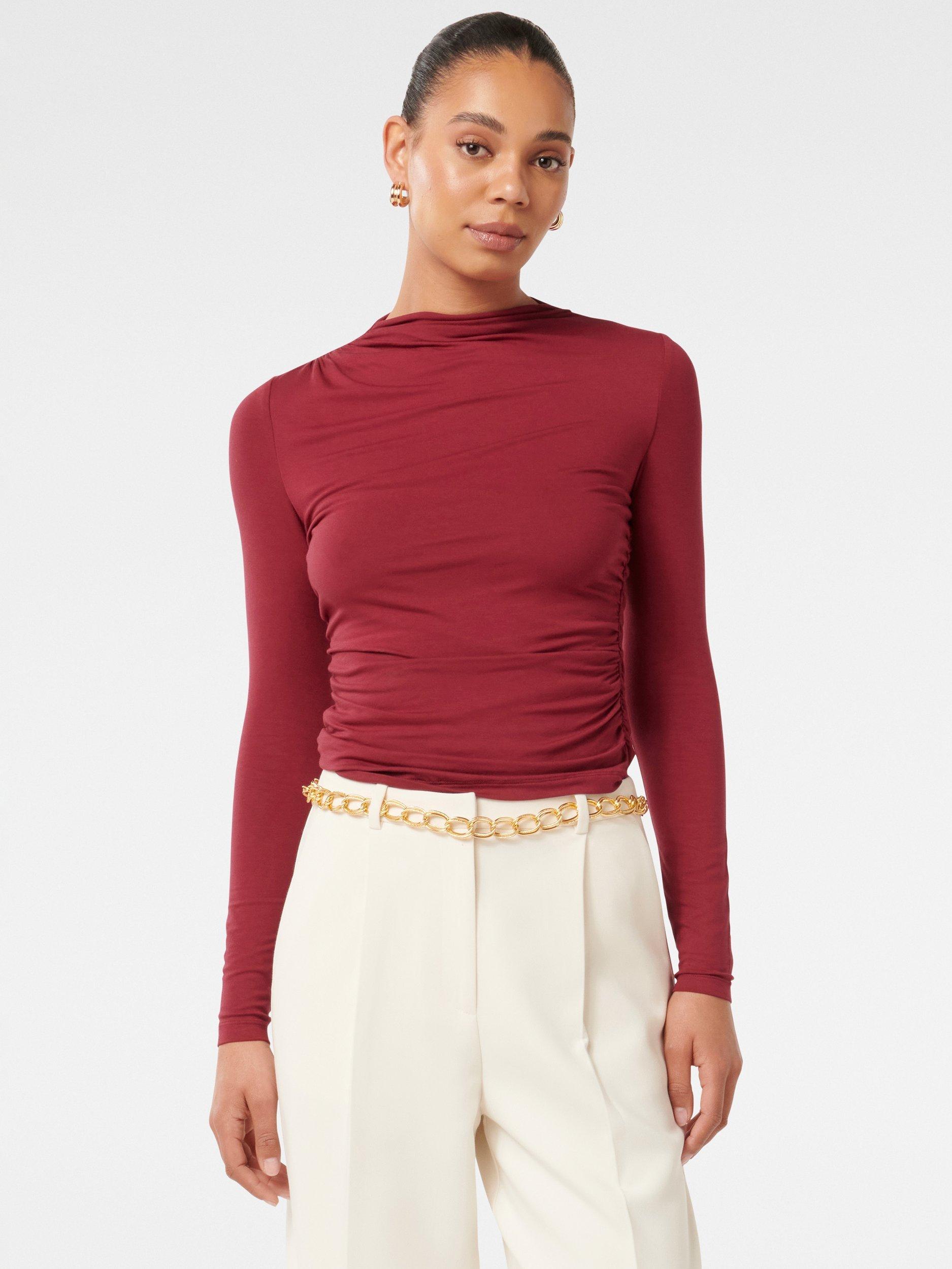 Forever New Zona Ruched Neck Top, Burnt Red