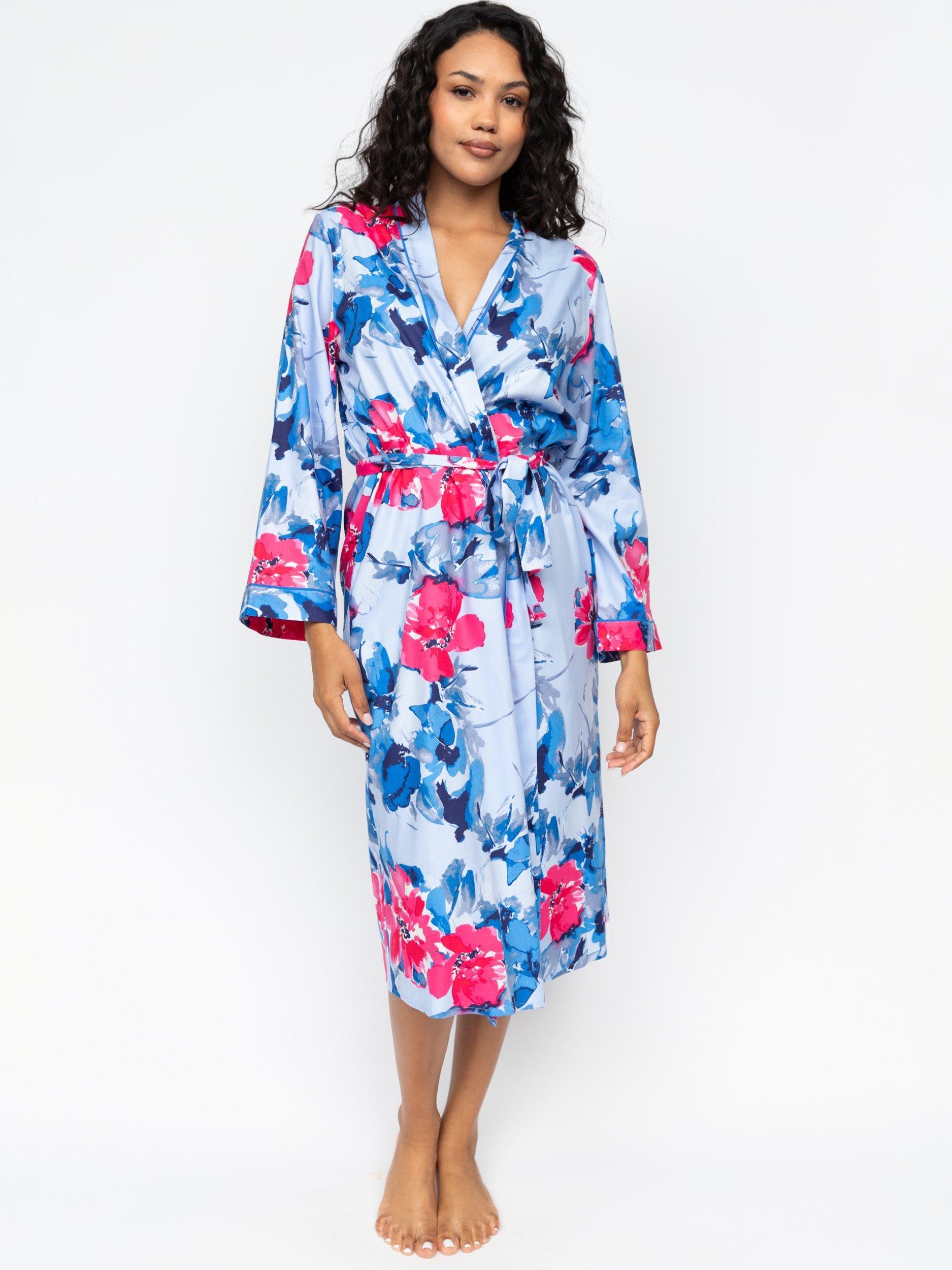 Cyberjammies Lyla Floral Dressing Gown, Blue/Pink
