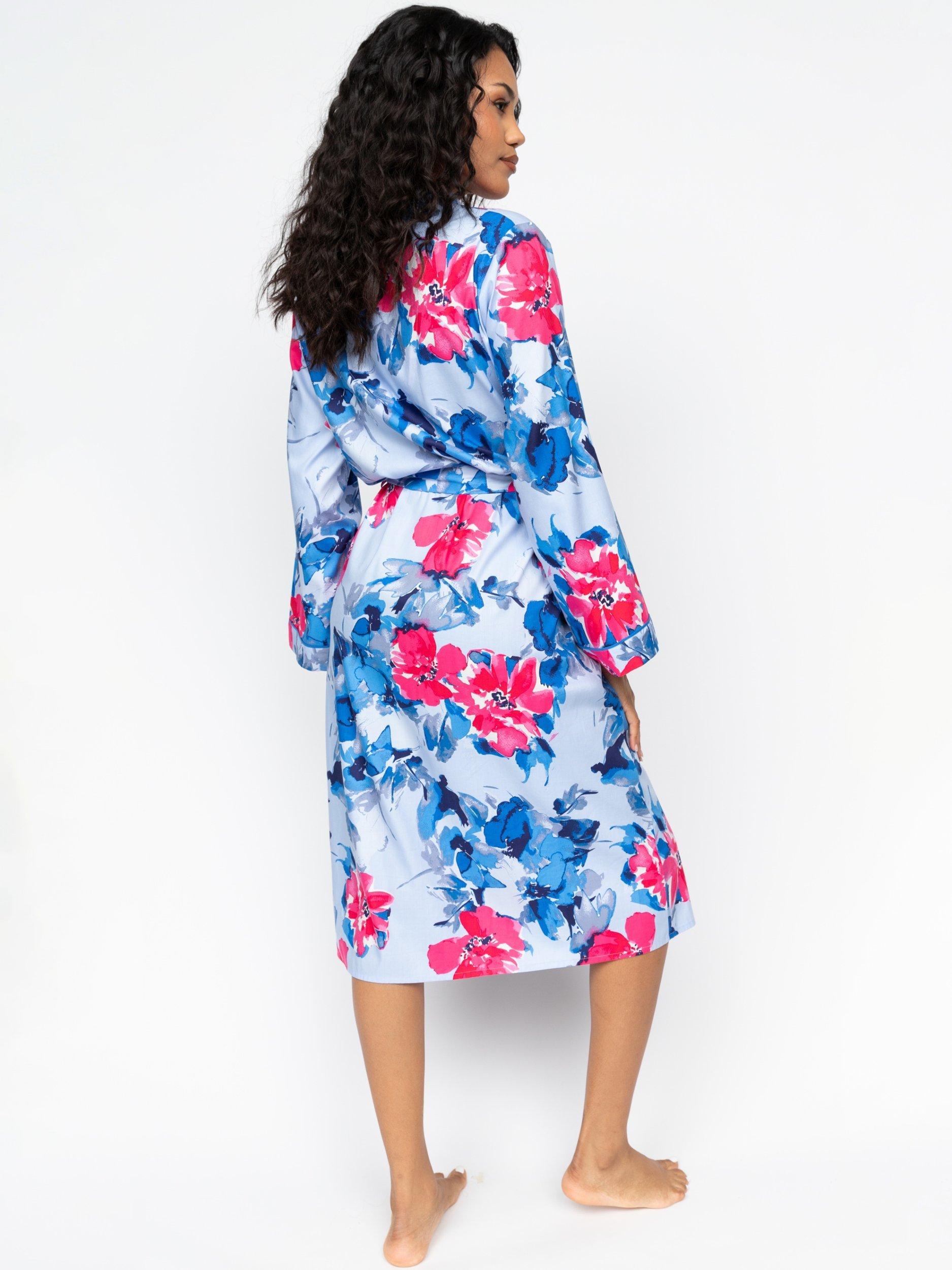 Cyberjammies Lyla Floral Dressing Gown, Blue/Pink