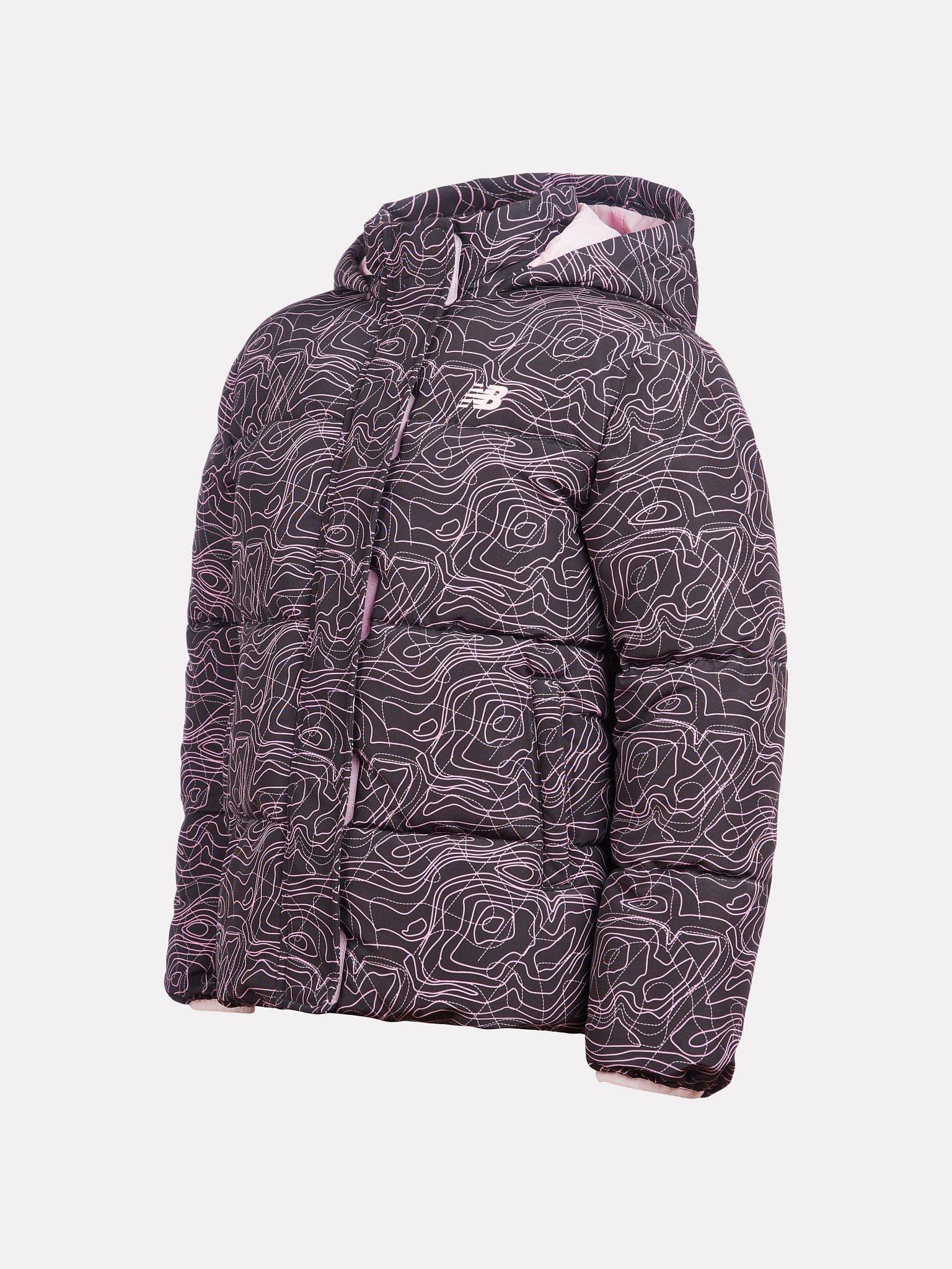 New Balance Kids' Swirly Print Hooded Puffer Jacket, Caviar