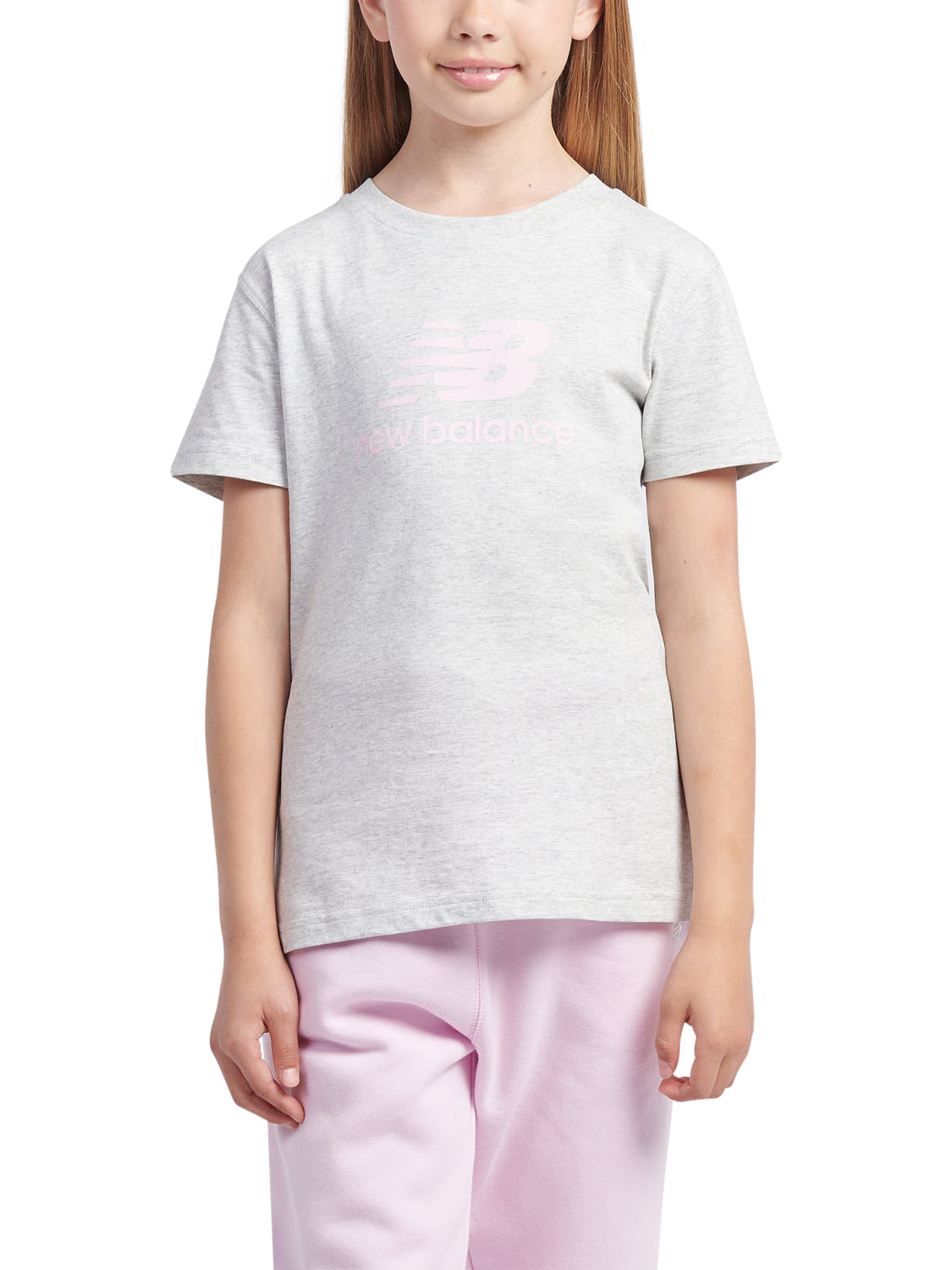 New Balance Kids Stacked Logo Cotton T Shirt Ash Heather