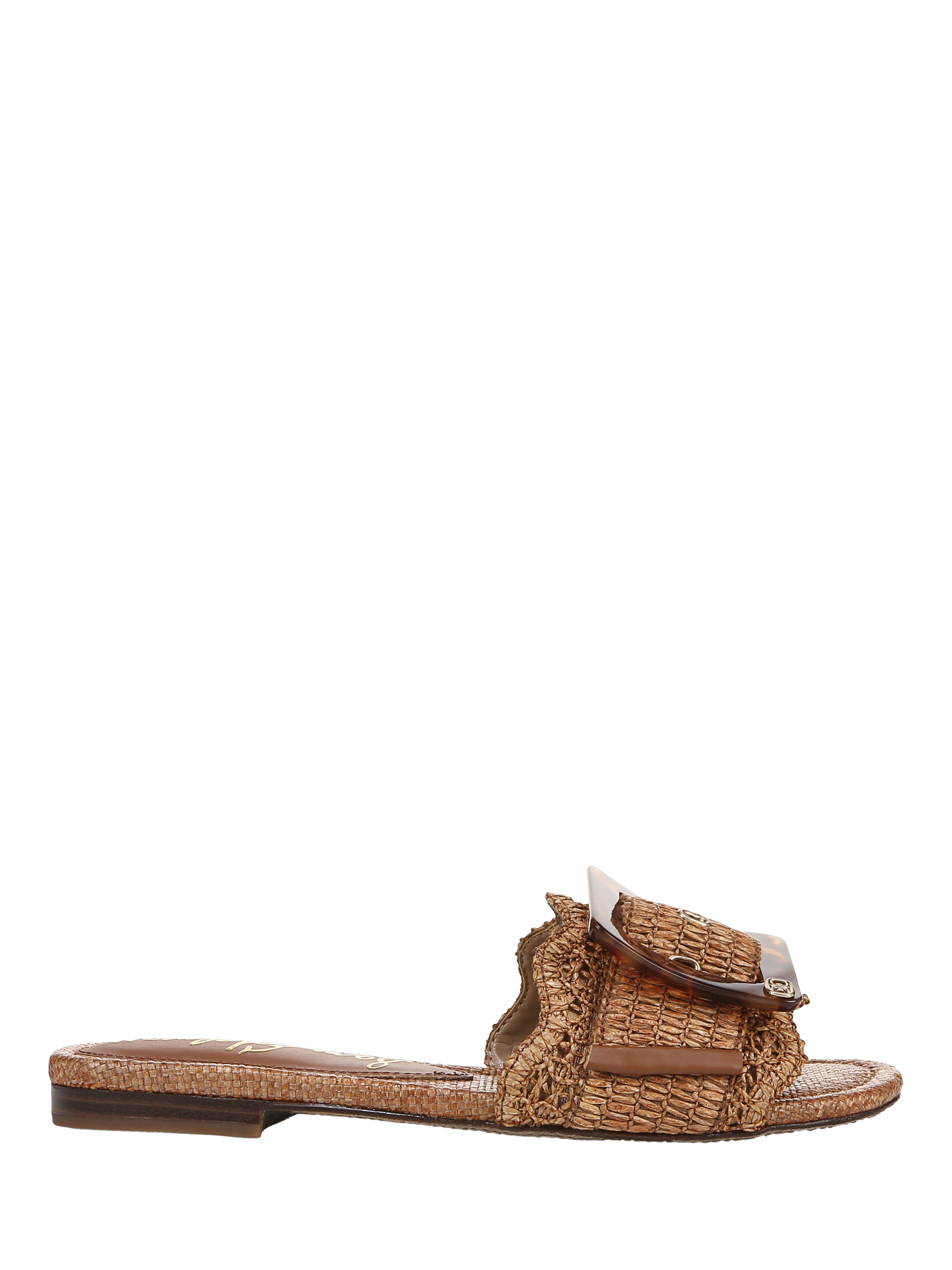 Sam Edelman Bambi Raffia Resin Buckle Slide Sandals, Brown