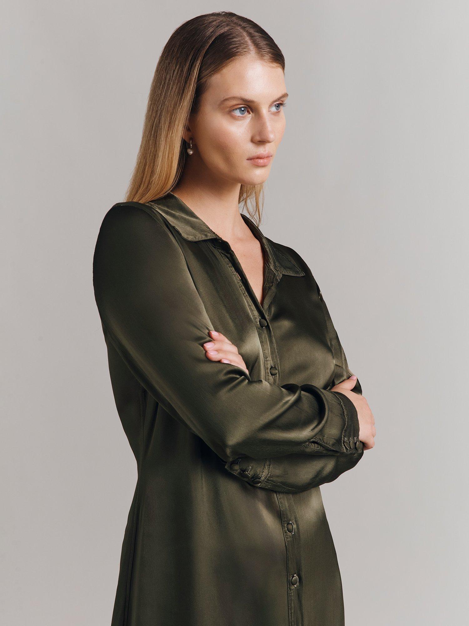 Ghost Thea Shirt Dress, Dark Green