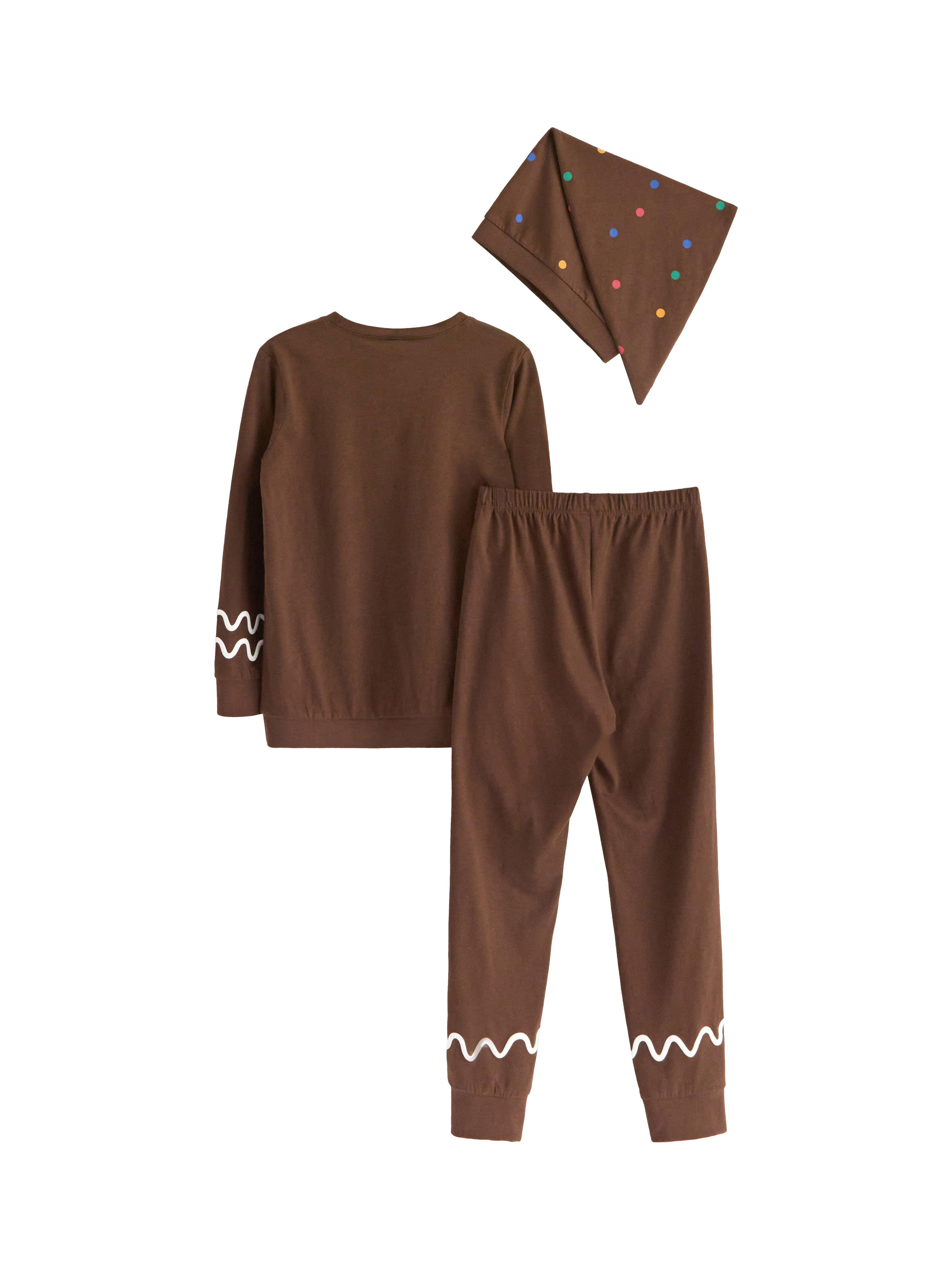 Lindex Kids' Cotton Christmas Gingerbread Man Pyjamas & Hat, Dark Brown