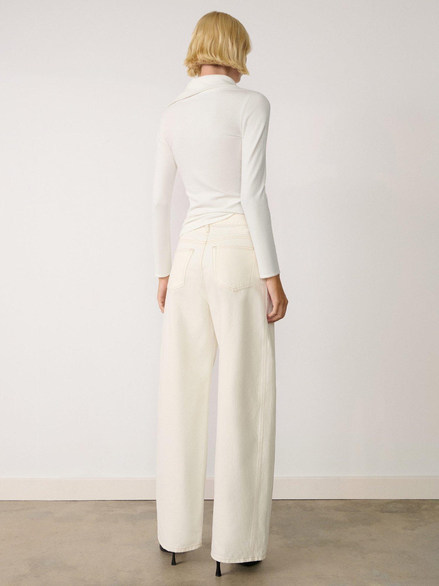 Mango Loup Fold Neck Jumper, White