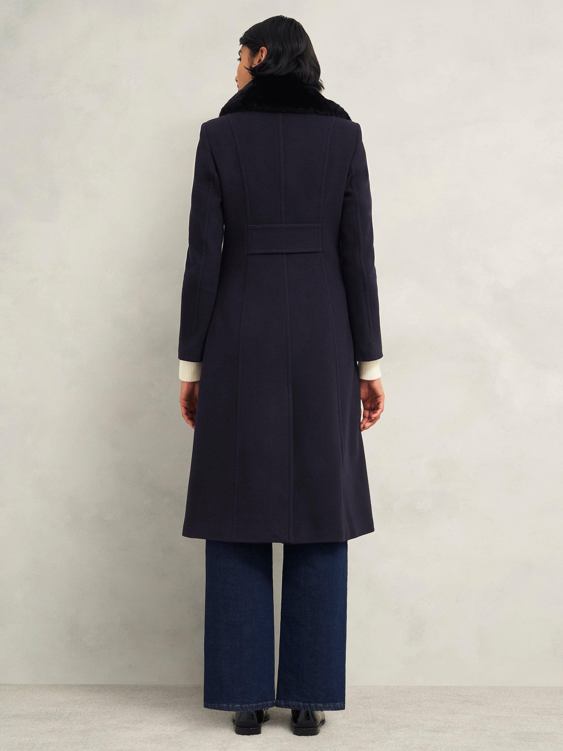 Hobbs Petite Marlene Wool Rich Coat, Navy
