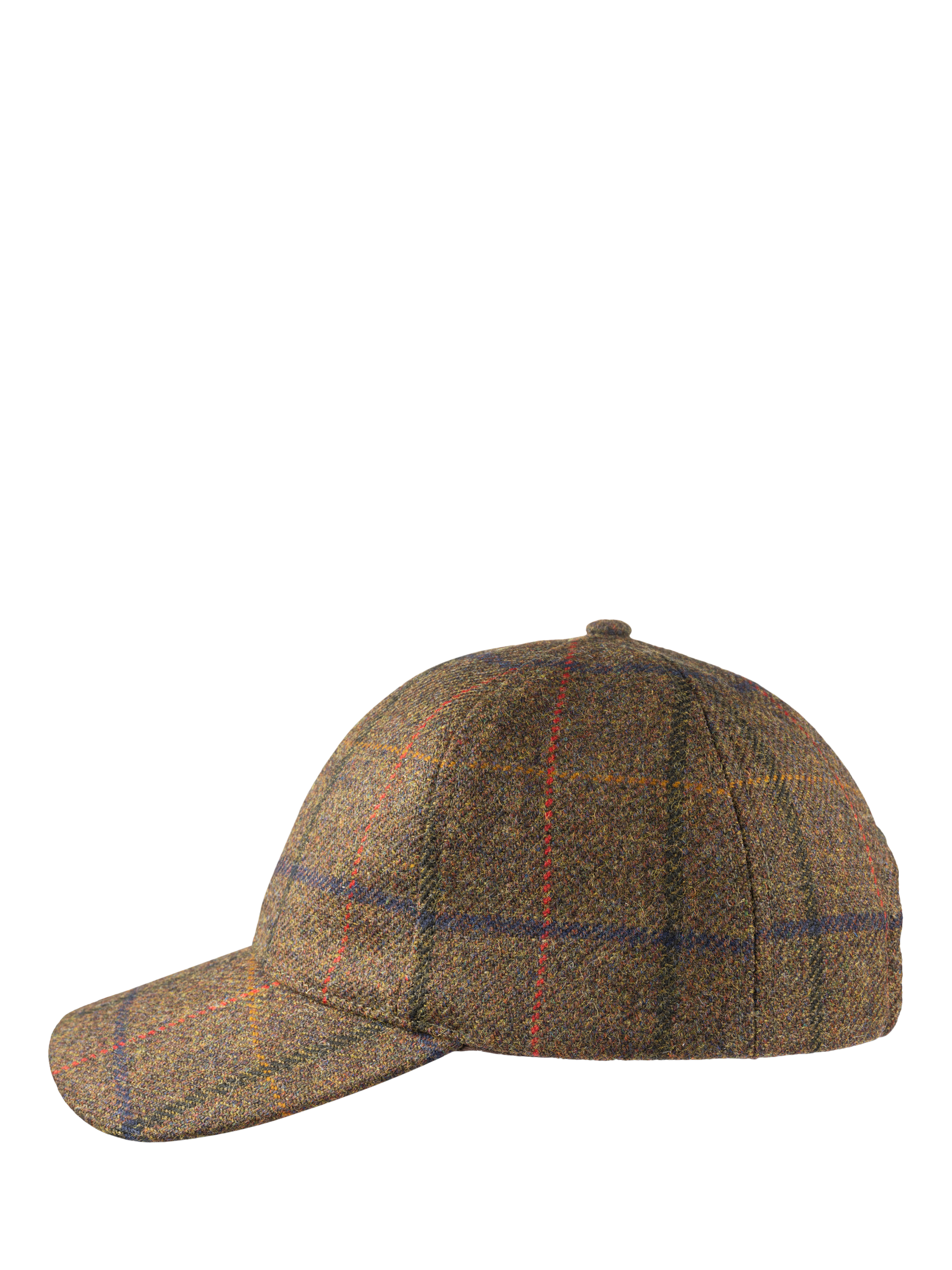 Christys' Windowpane Tweed Baseball Cap, Brown