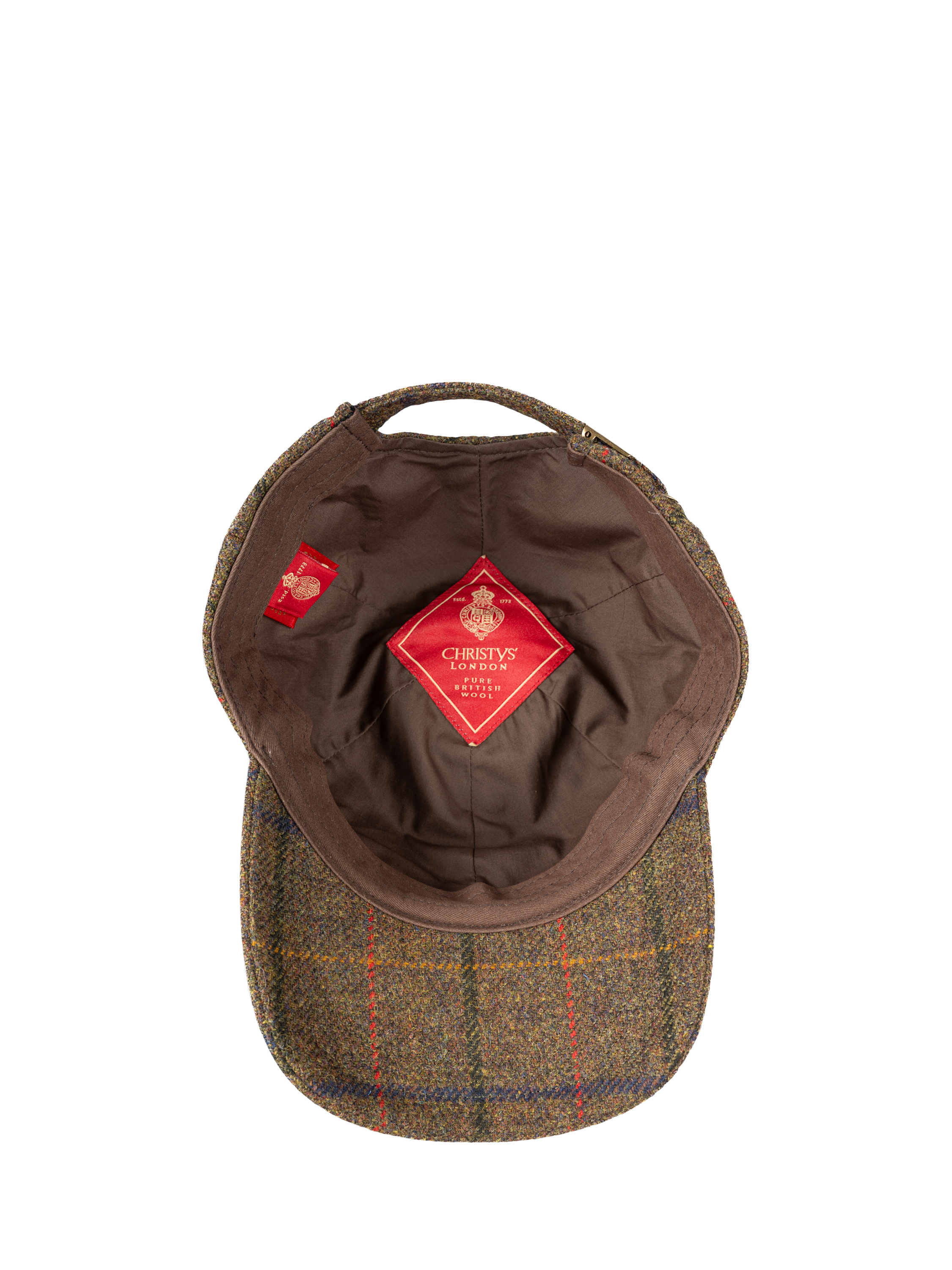 Christys' Windowpane Tweed Baseball Cap, Brown