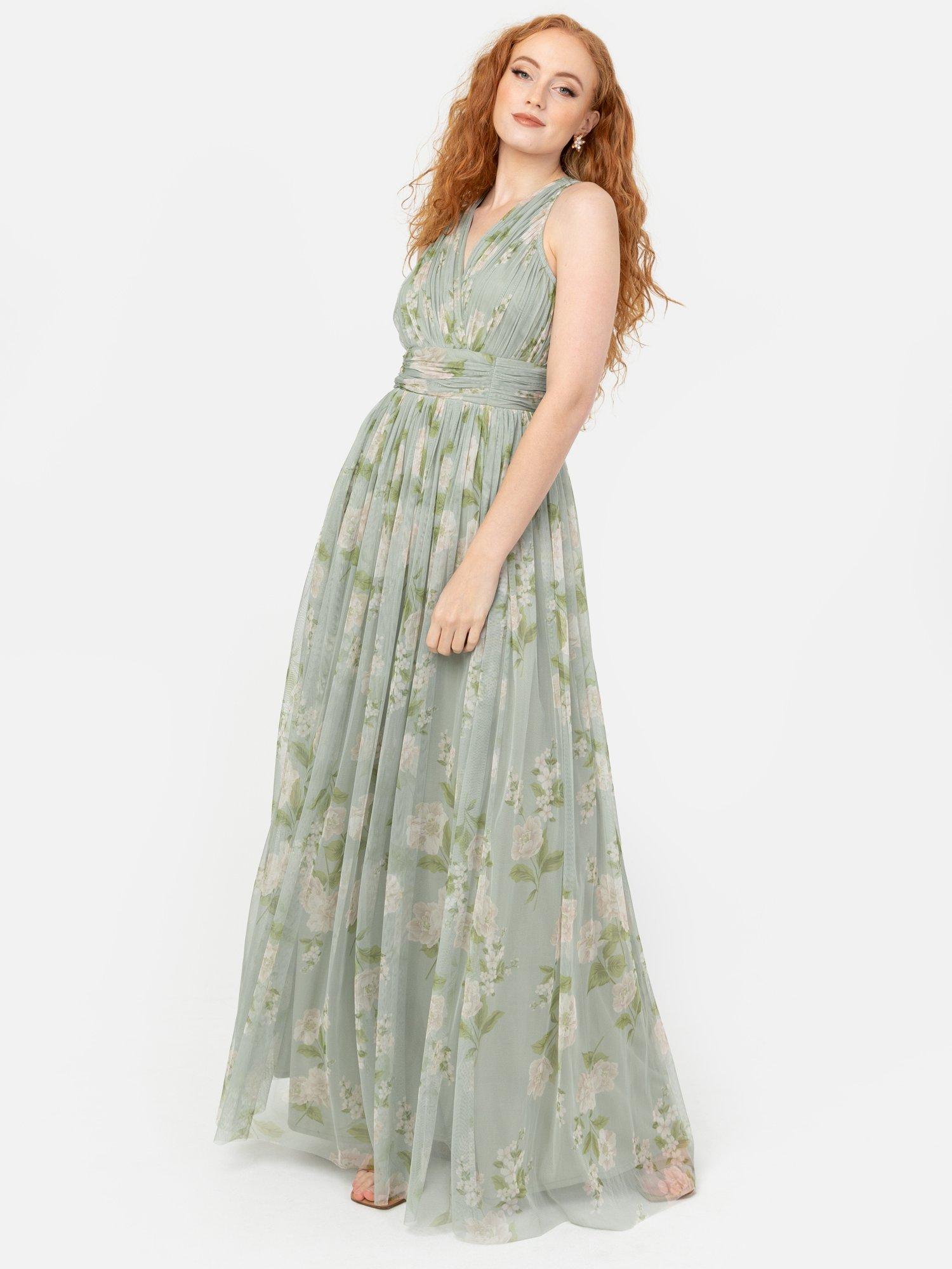 Anaya With Love Open Back Maxi Dress, Sage Floral Print