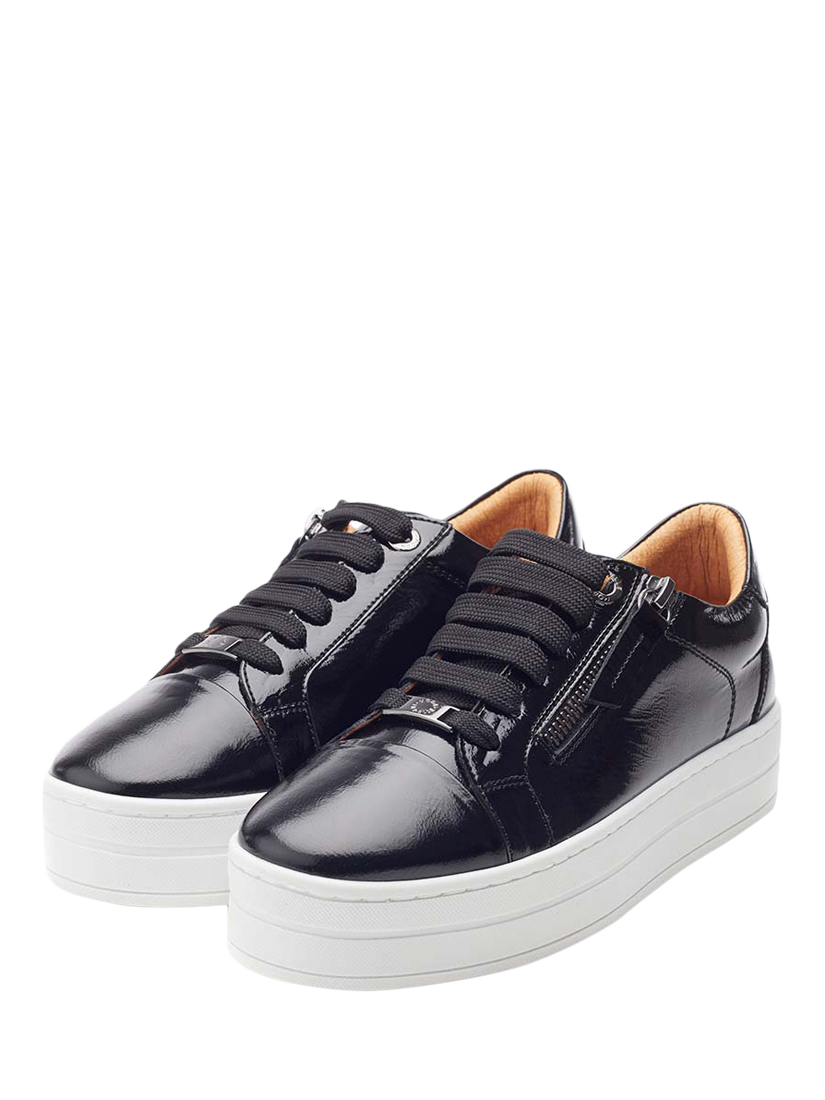 Moda in Pelle Abbiy Leather Chunky Zip Detail Trainers, Black, 3
