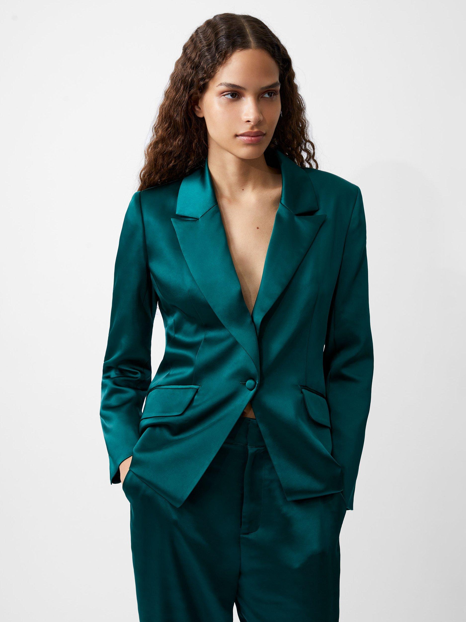 French Connection Carey Satin Blazer, Green