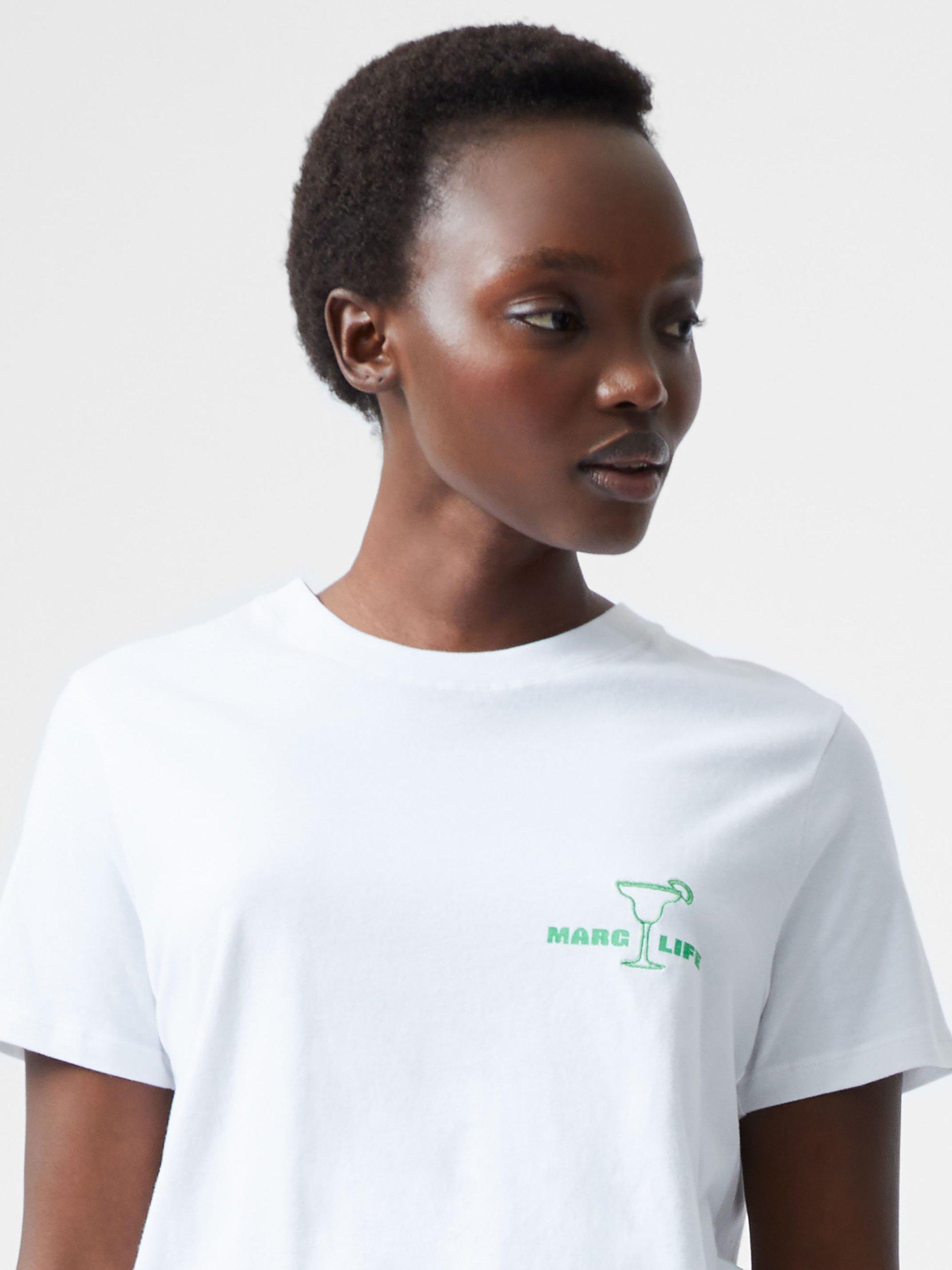 French Connection Marg Life Graphic T Shirt White