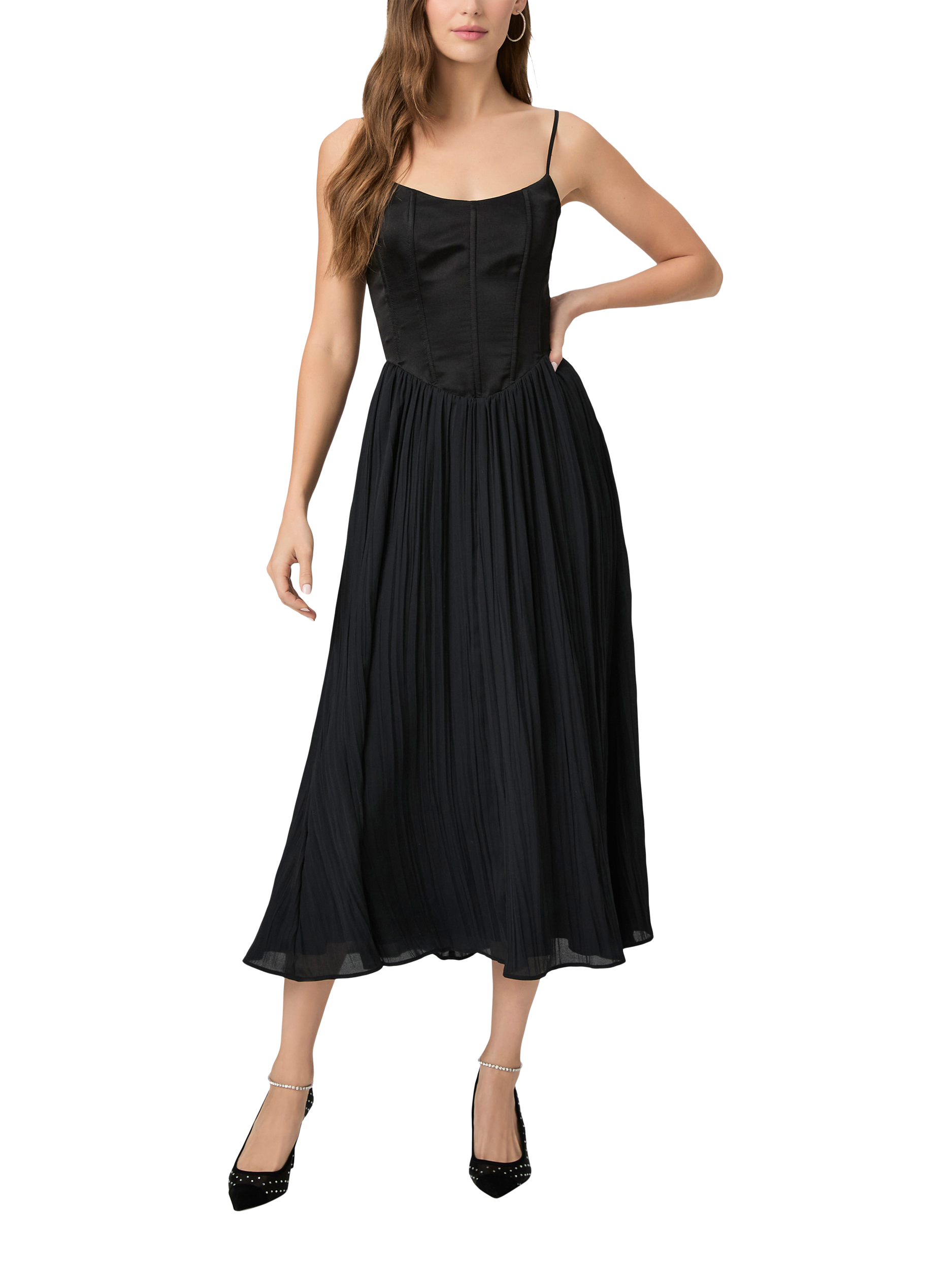 PAIGE Elke Sleeveless Midi Dress, Black
