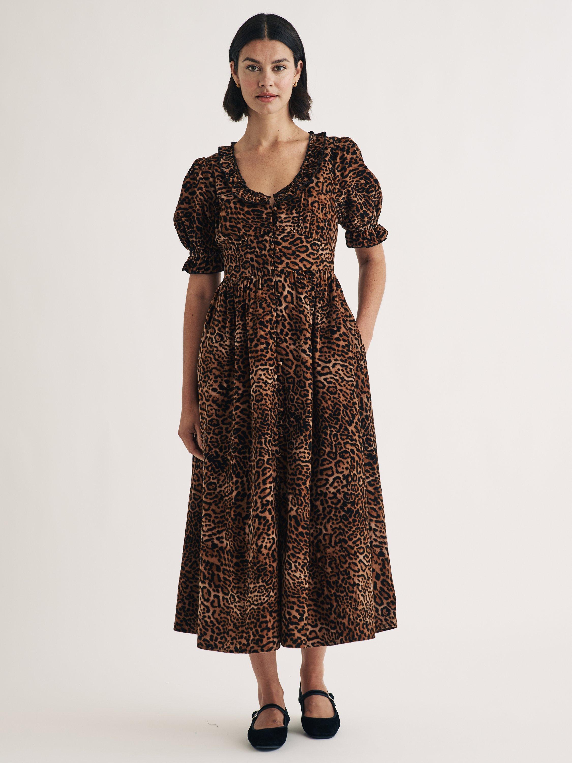 Nobody's Child Flossie Leopard Print Pure Organic Cotton Corduroy Dress ...