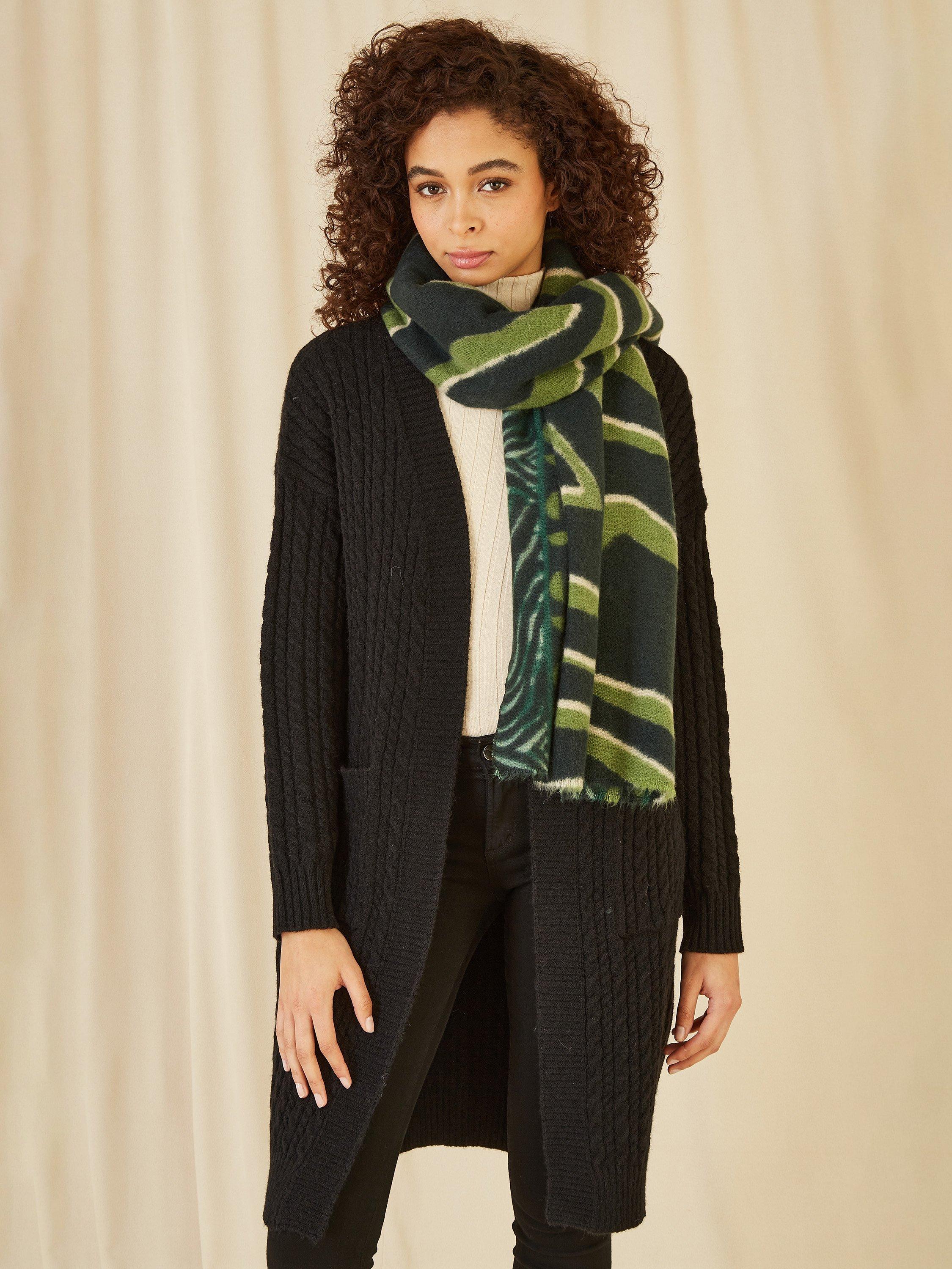 Yumi Zebra Soft Scarf, Green
