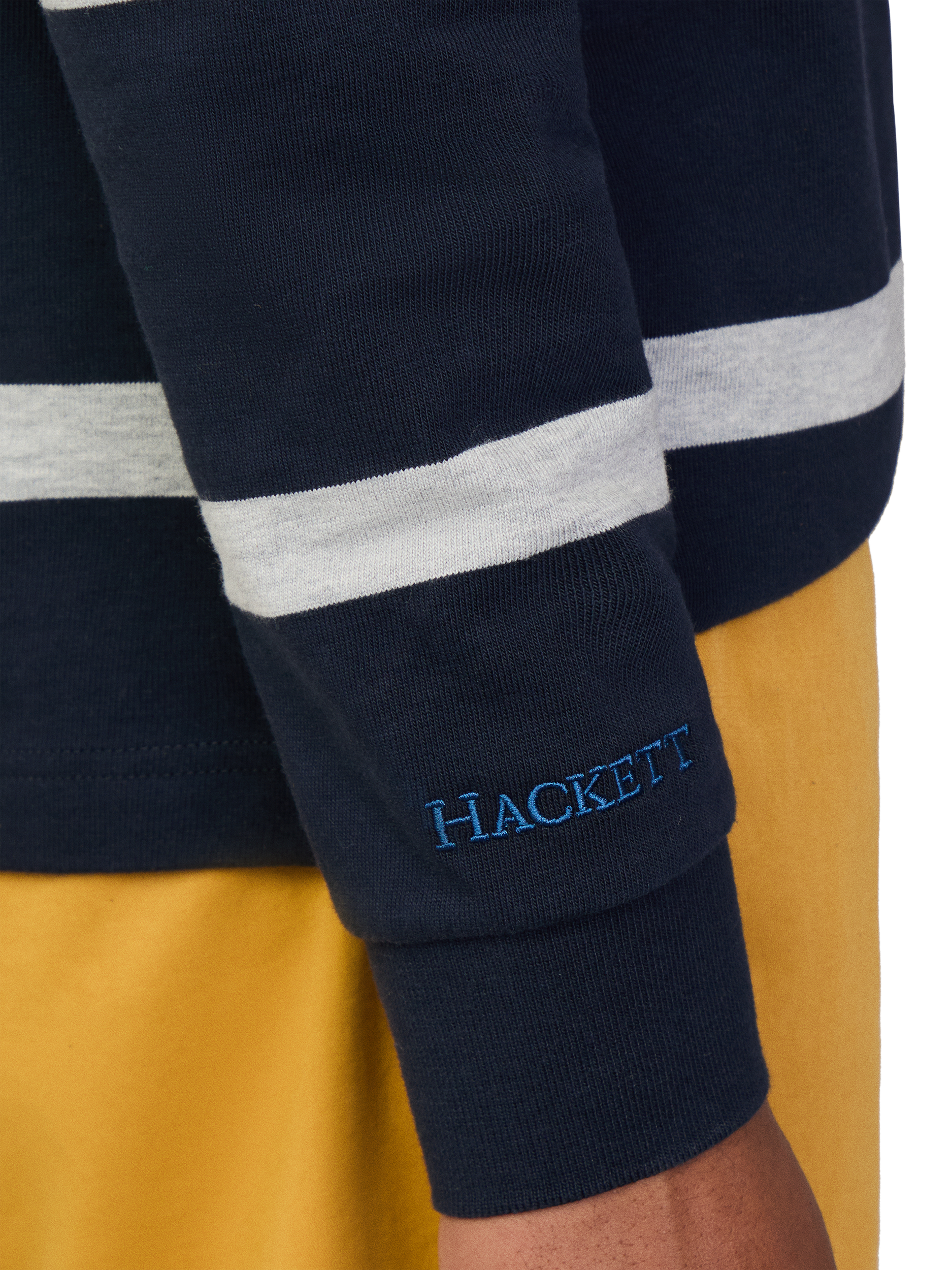 Hackett London Striped Rugby Shirt, Navy/Grey