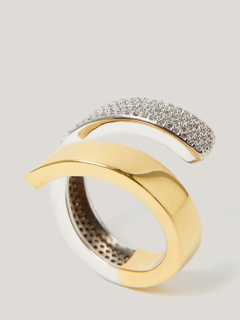 Jigsaw Pave Wrap Ring Gold Silver