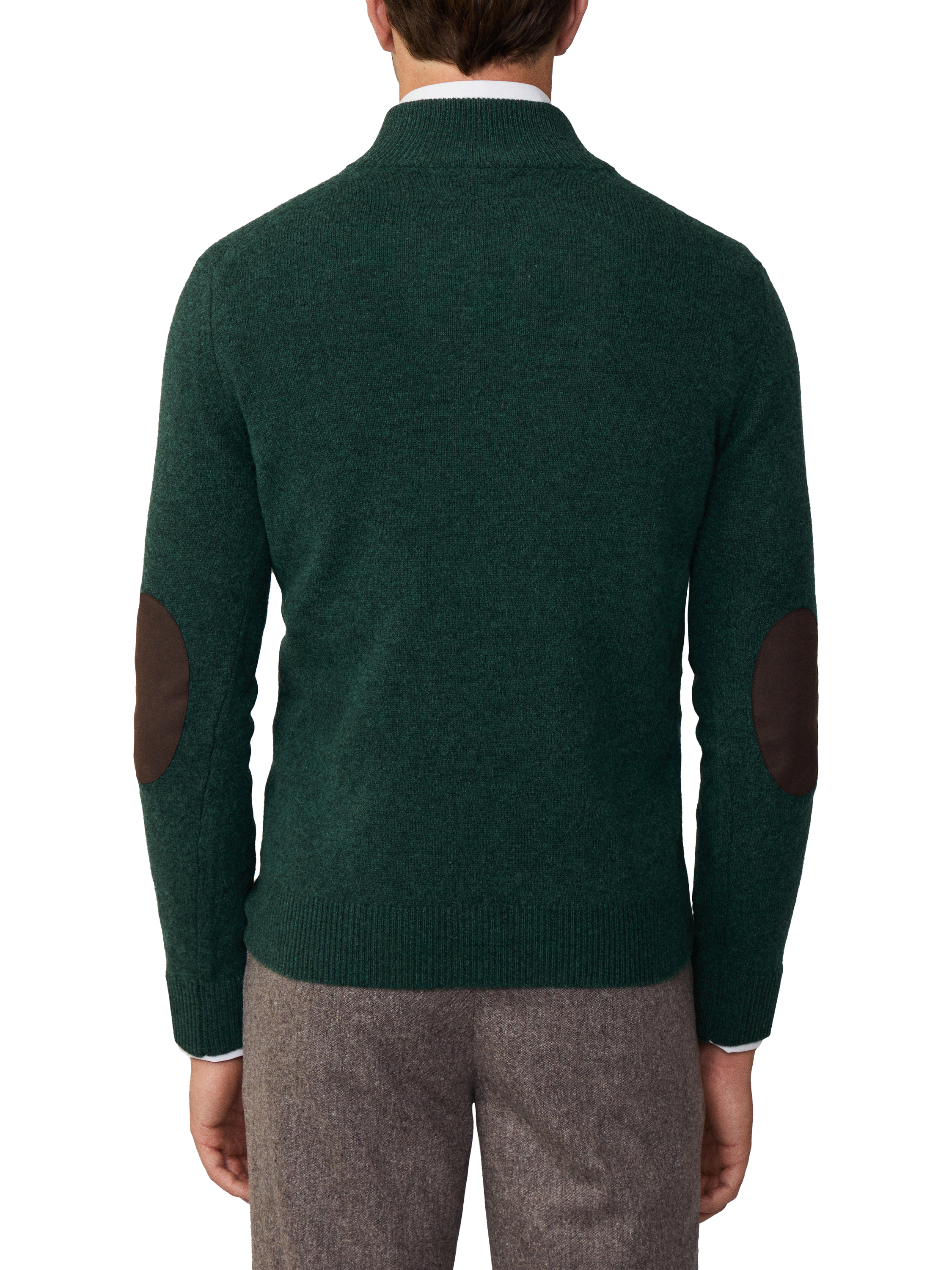 Hackett London Zip Through Lambswool Knit Top, Forest Night Green