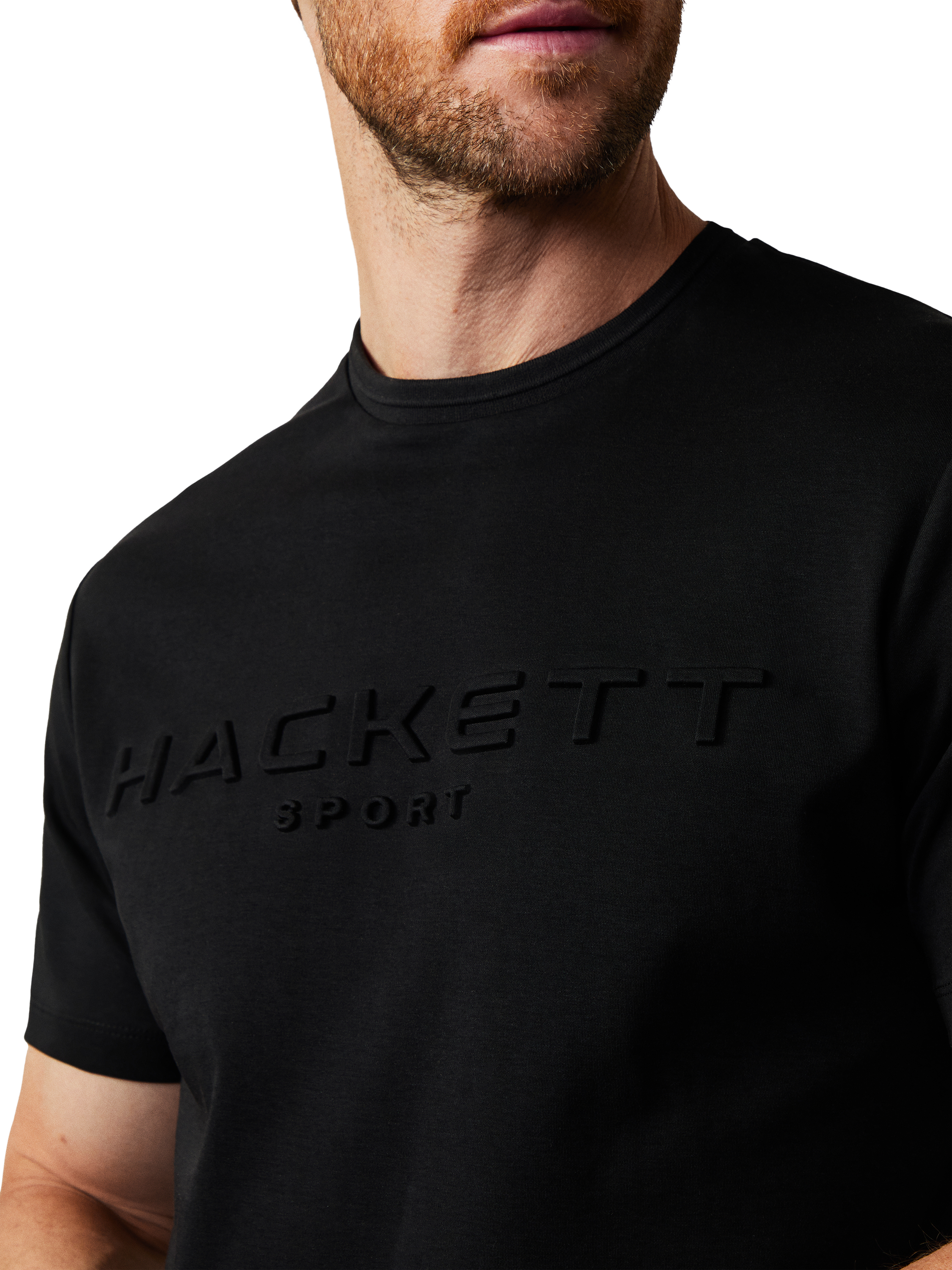 Hackett Sport Interlock Cotton T-Shirt, Black
