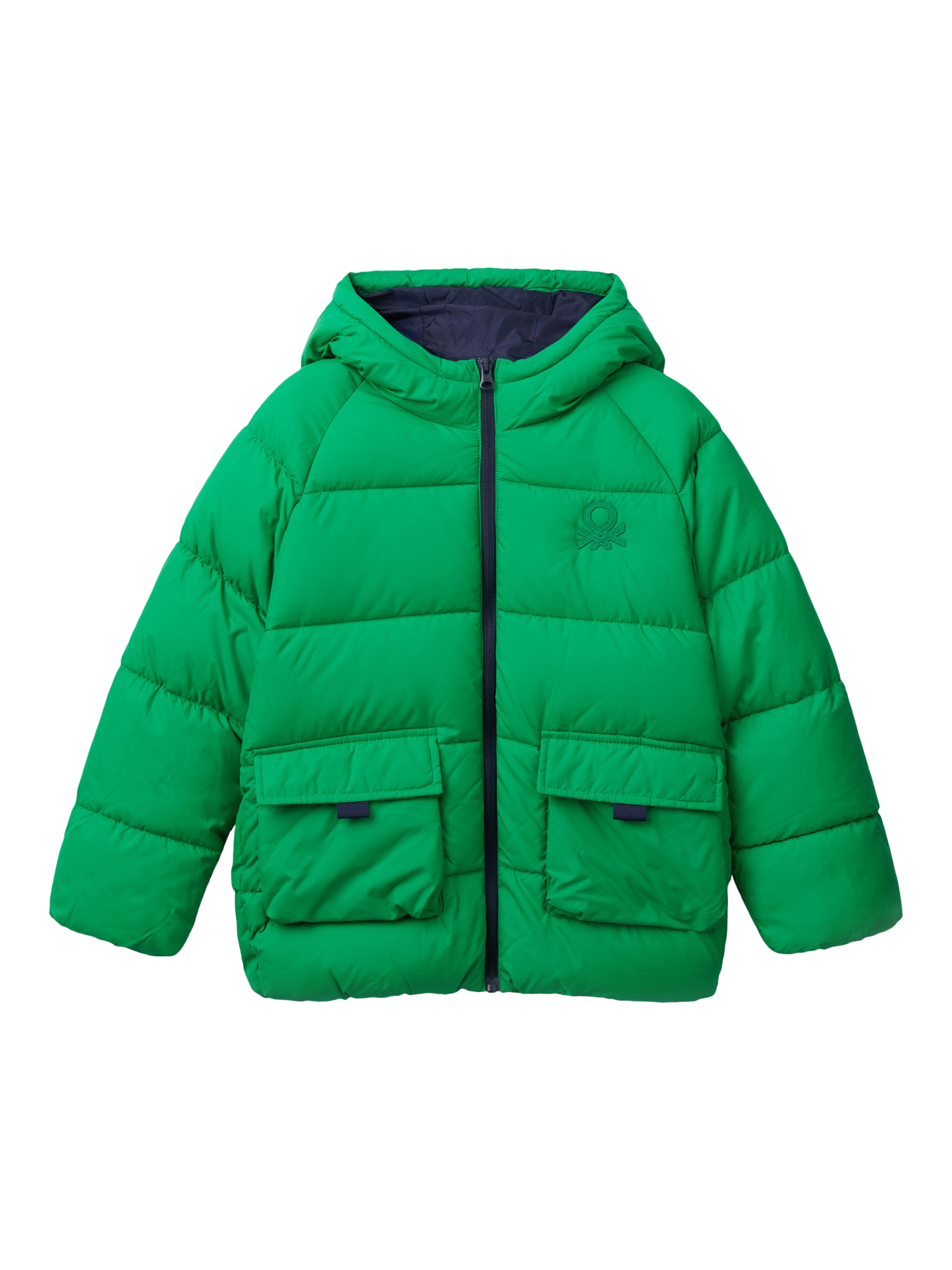 Benetton Kids' Faux Down Puffer Jacket, Intense Green