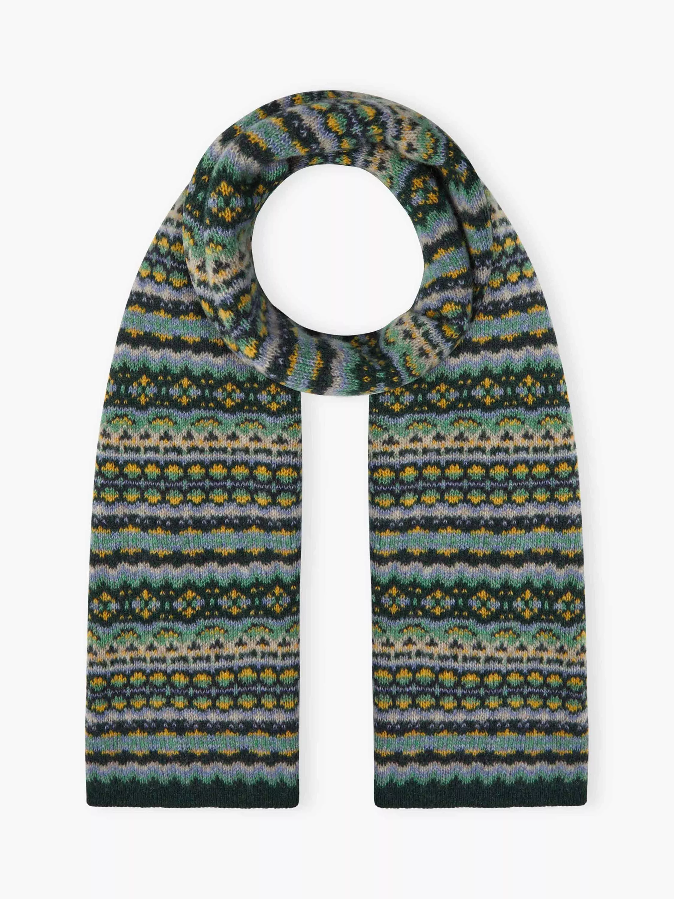 Brora Pure Cashmere Fair Isle Scarf, Pine