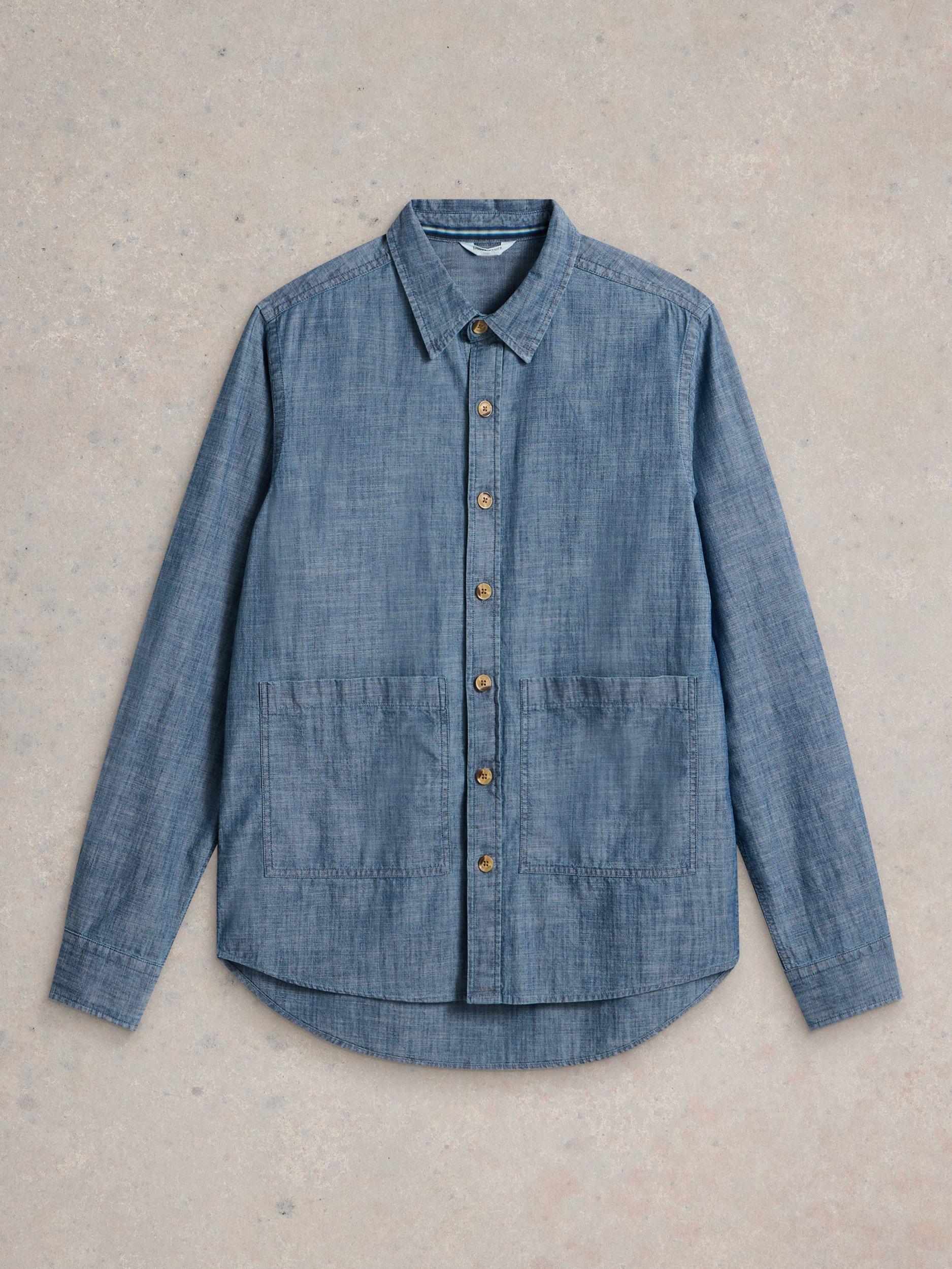 White Stuff Newark Cotton Regular Fit Overshirt, Chambray