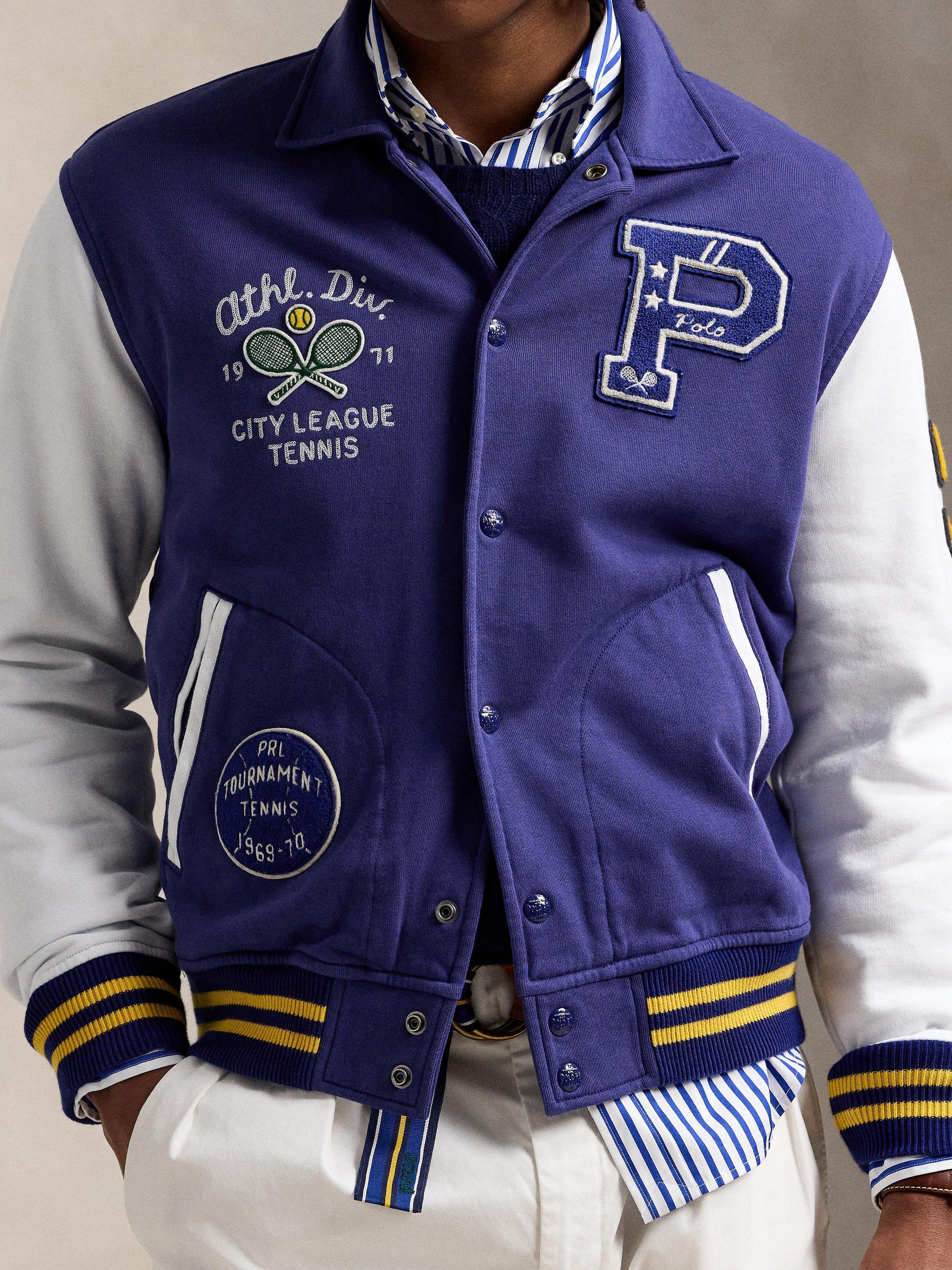 Polo Ralph Lauren Cotton Blend Varsity Jacket, Fall Royal Multi Polo Ralph Lauren Cotton Blend Varsity Jacket, Fall Royal Multi
