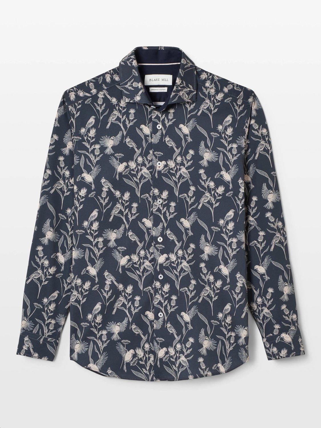 Blake Mill Dusk Descending Print Tailored Fit Shirt, Blue/White