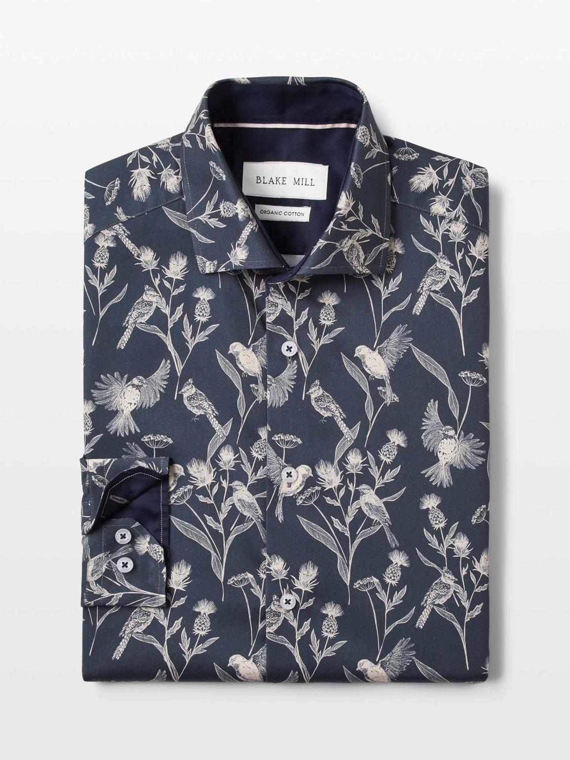 Blake Mill Dusk Descending Print Tailored Fit Shirt, Blue/White