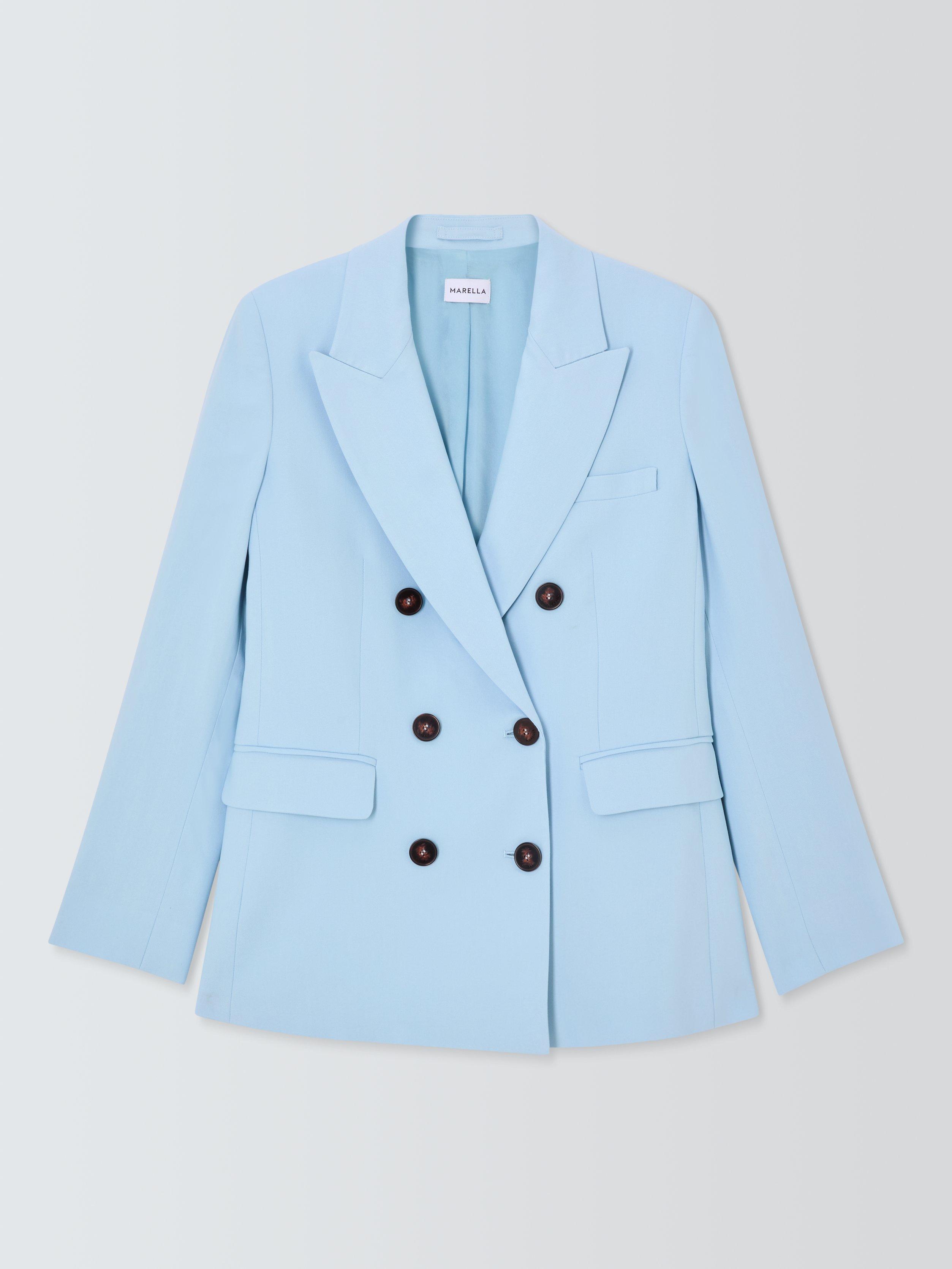 Marella Hieros Double Breasted Blazer, Light Blue