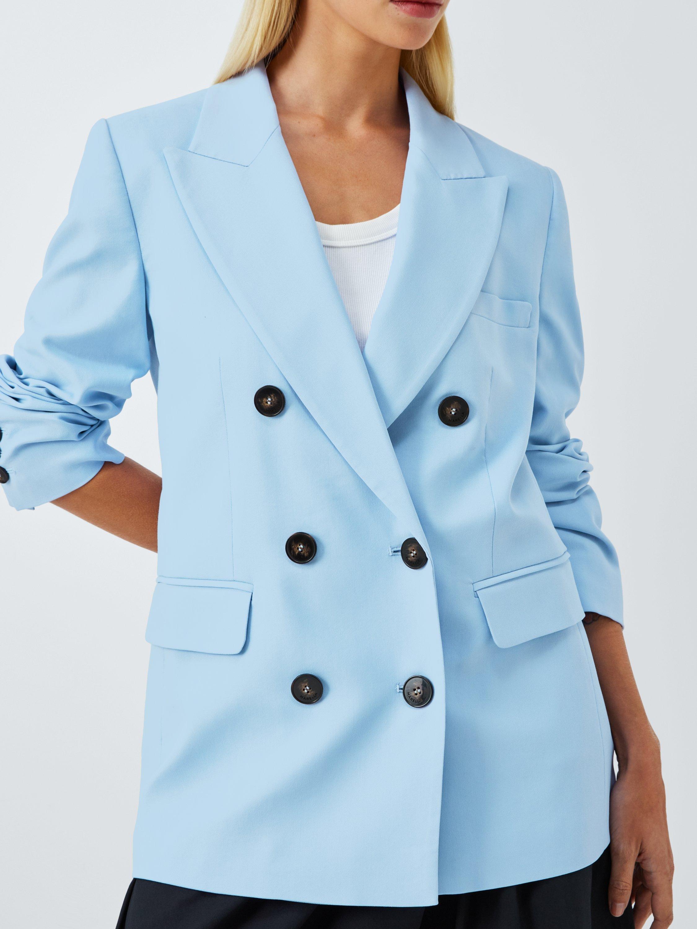 Marella Hieros Double Breasted Blazer, Light Blue