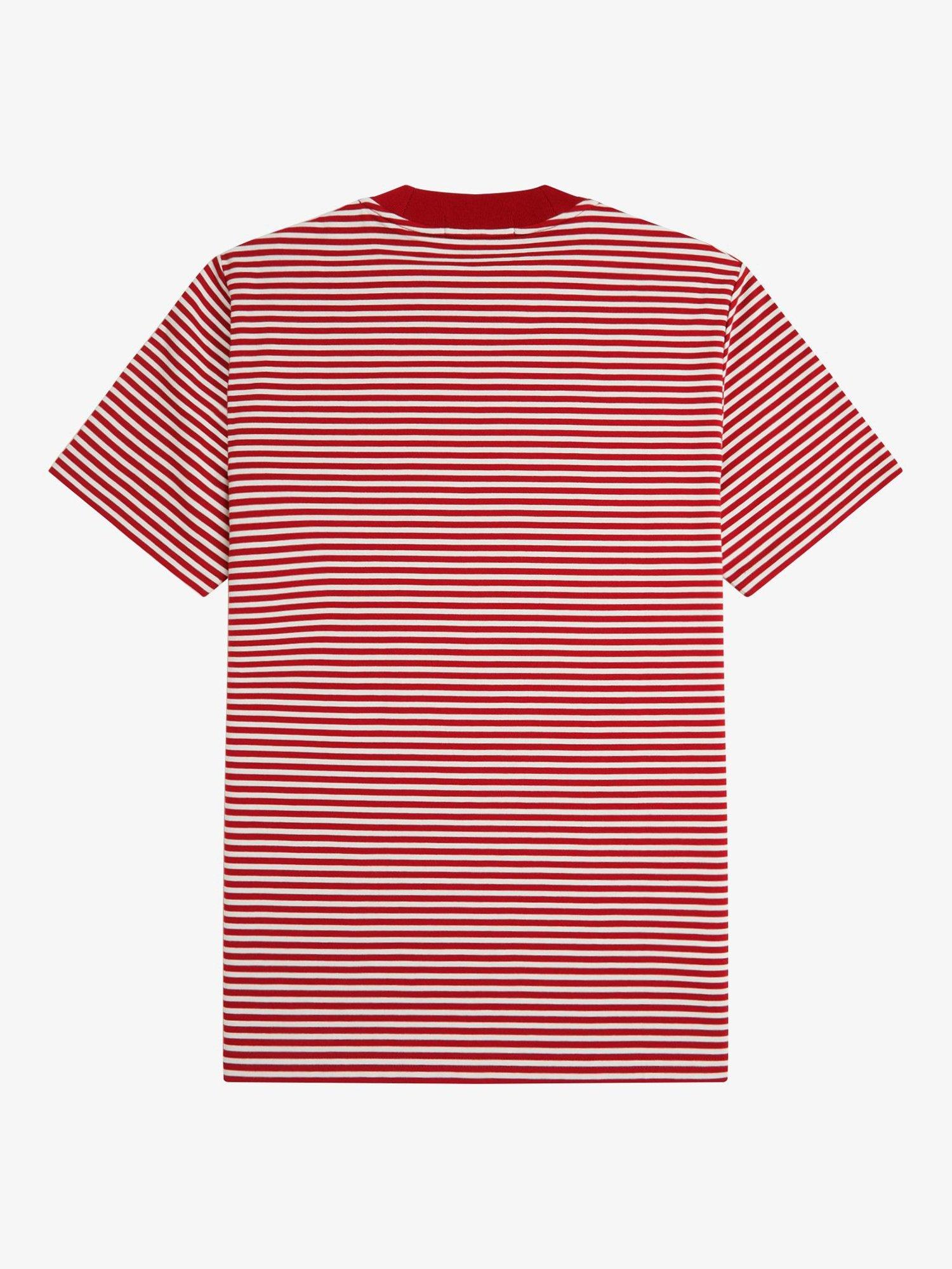 Fred Perry Cotton Regular Fit Short Sleeve Stripe T-Shirt, Burnt Red