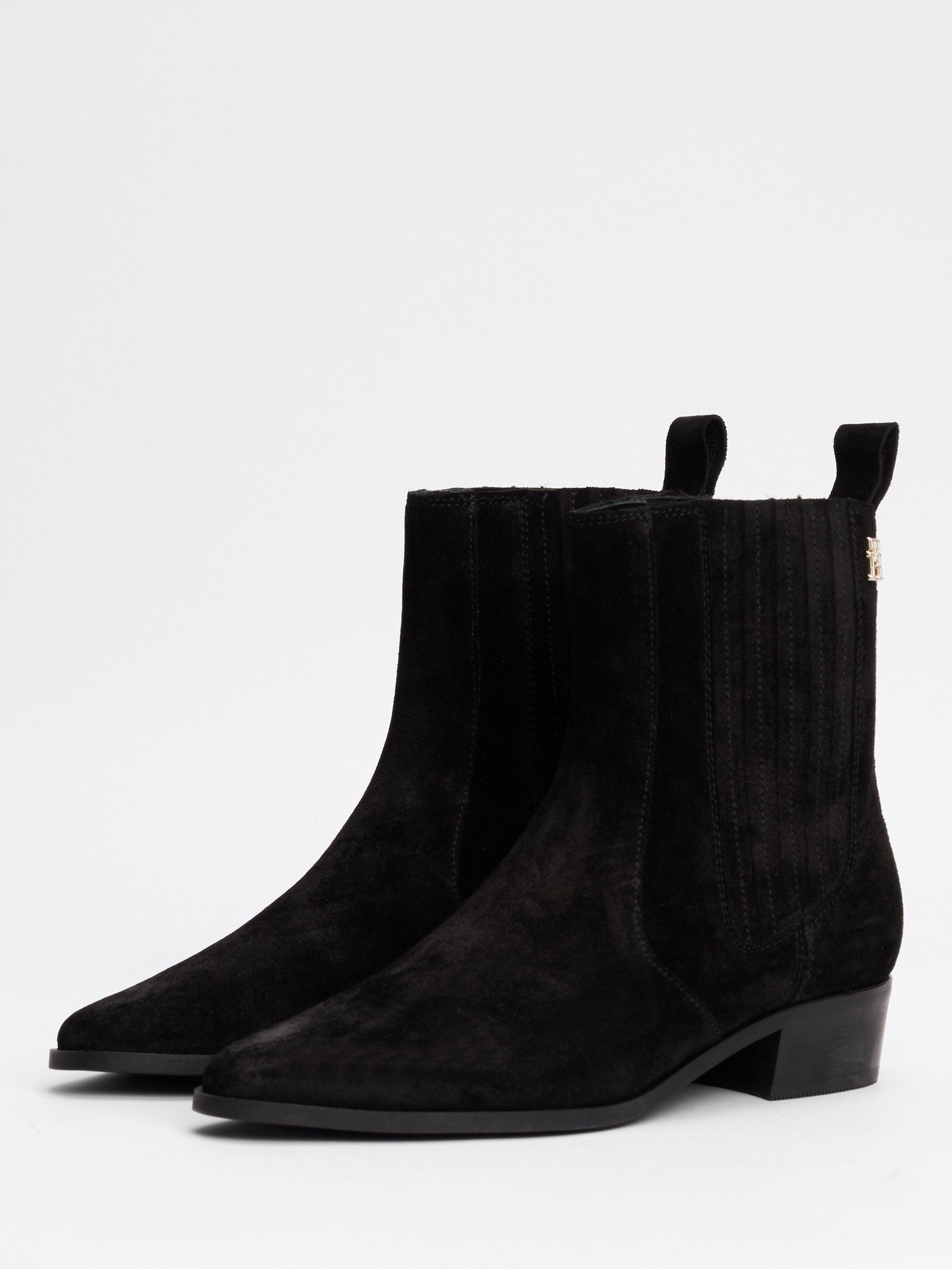 Tommy Hilfiger Suede Cowboy Chelsea Boots, Black