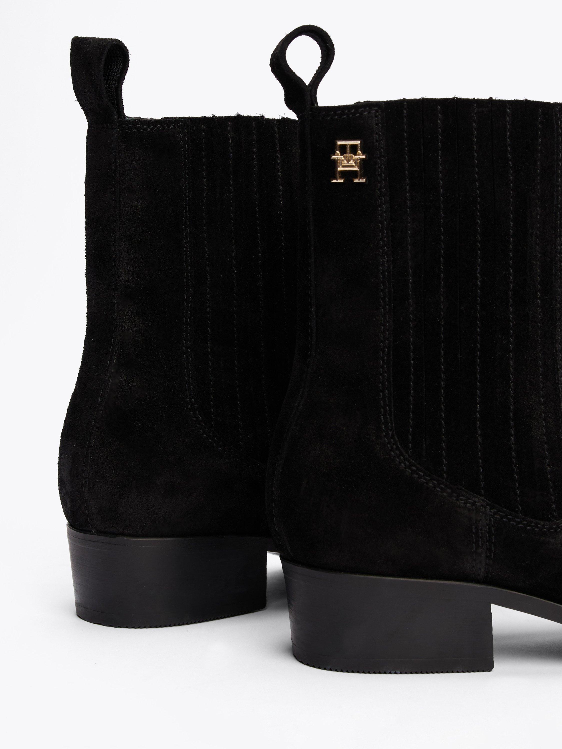 Tommy Hilfiger Suede Cowboy Chelsea Boots, Black