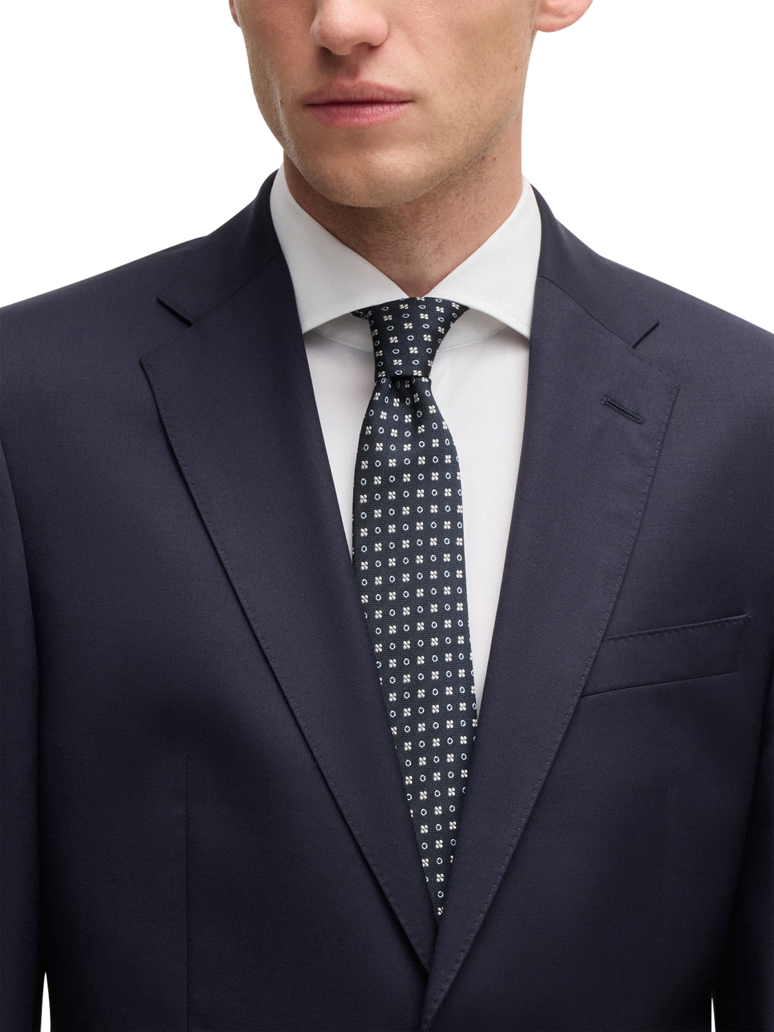 HUGO BOSS BOSS Jacquard Pattern Silk-Blend Tie, Dark Blue