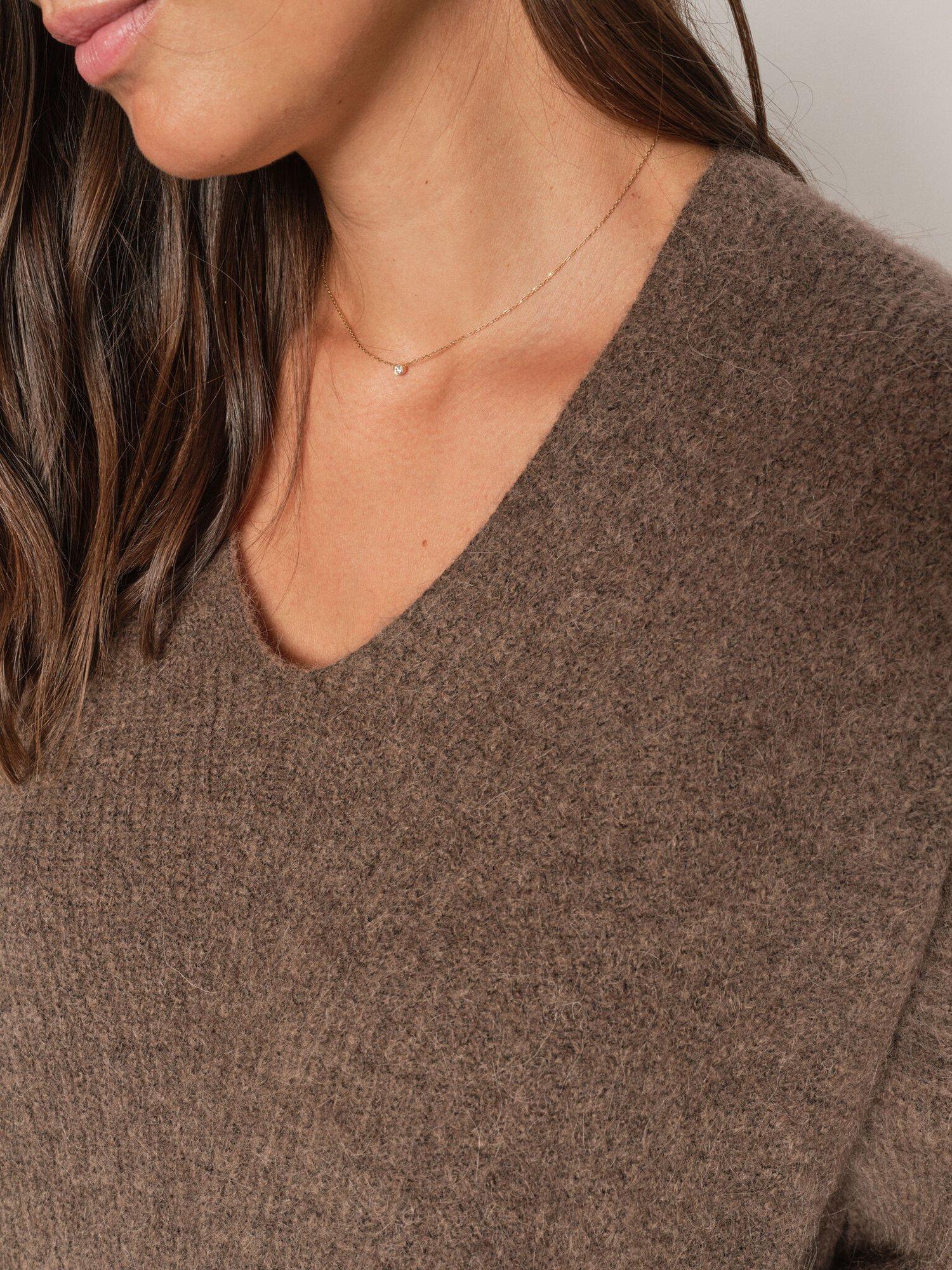 MOS MOSH Thora V-Neck Wool Blend Jumper, Pine Bark