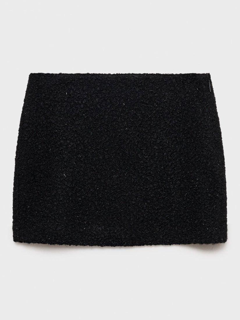 Mango Melca Faux Shearling Mini Skirt, Black
