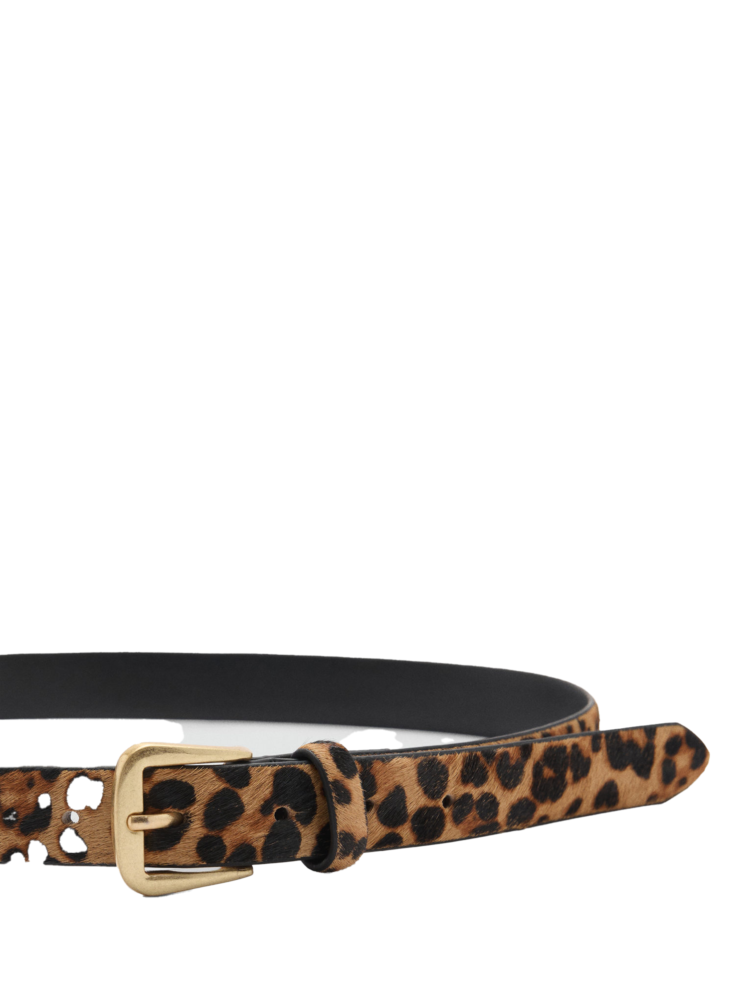 Mango Leopard Print Leather Belt, Brown/Multi