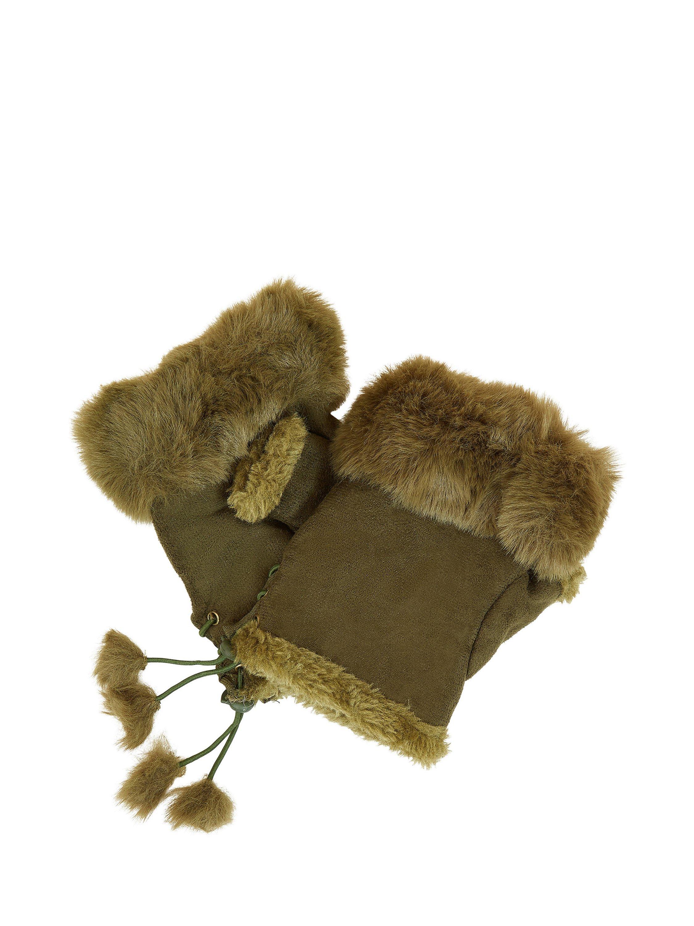 Faux fur fingerless gloves store