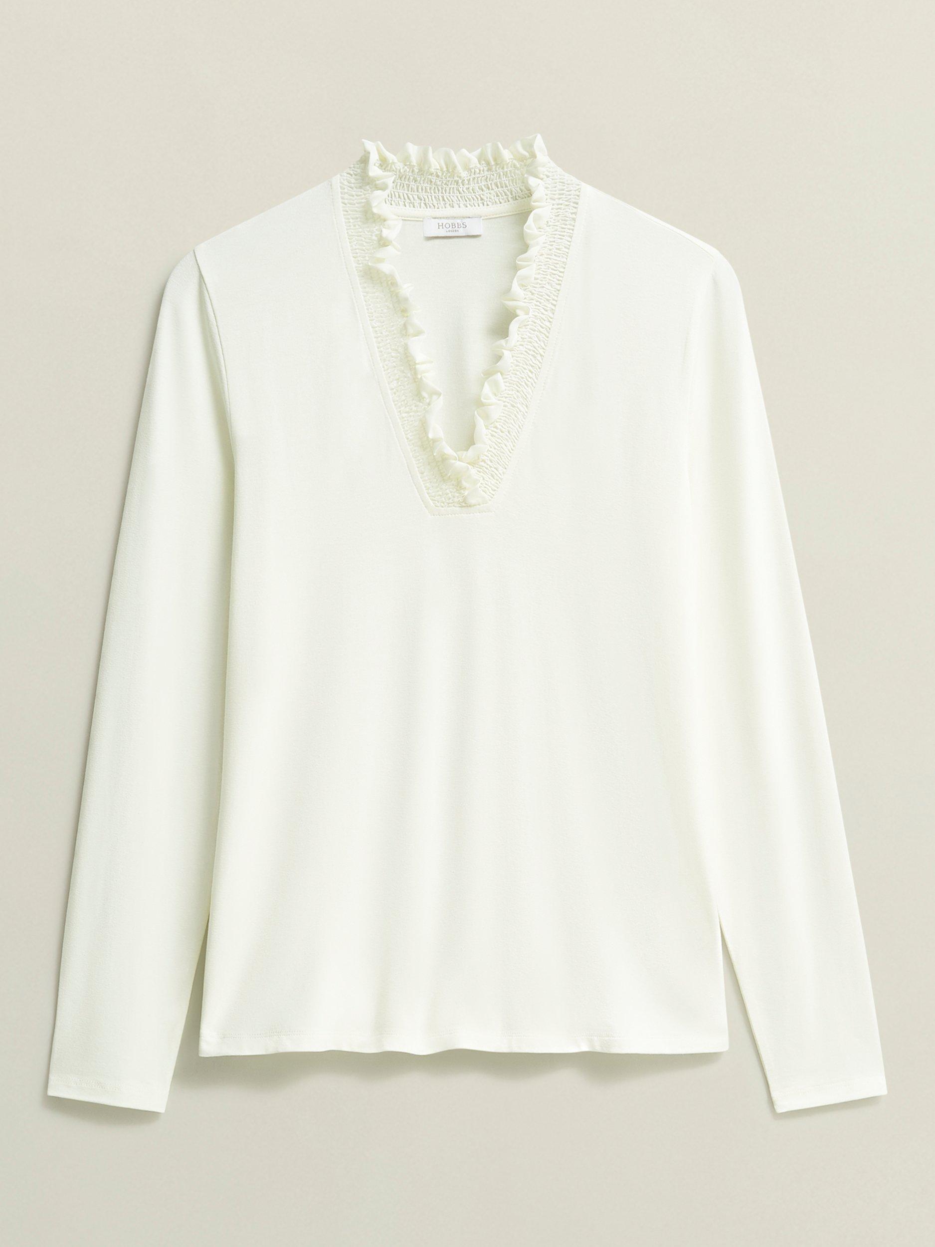 Hobbs Candice Ruffle Top, Ivory