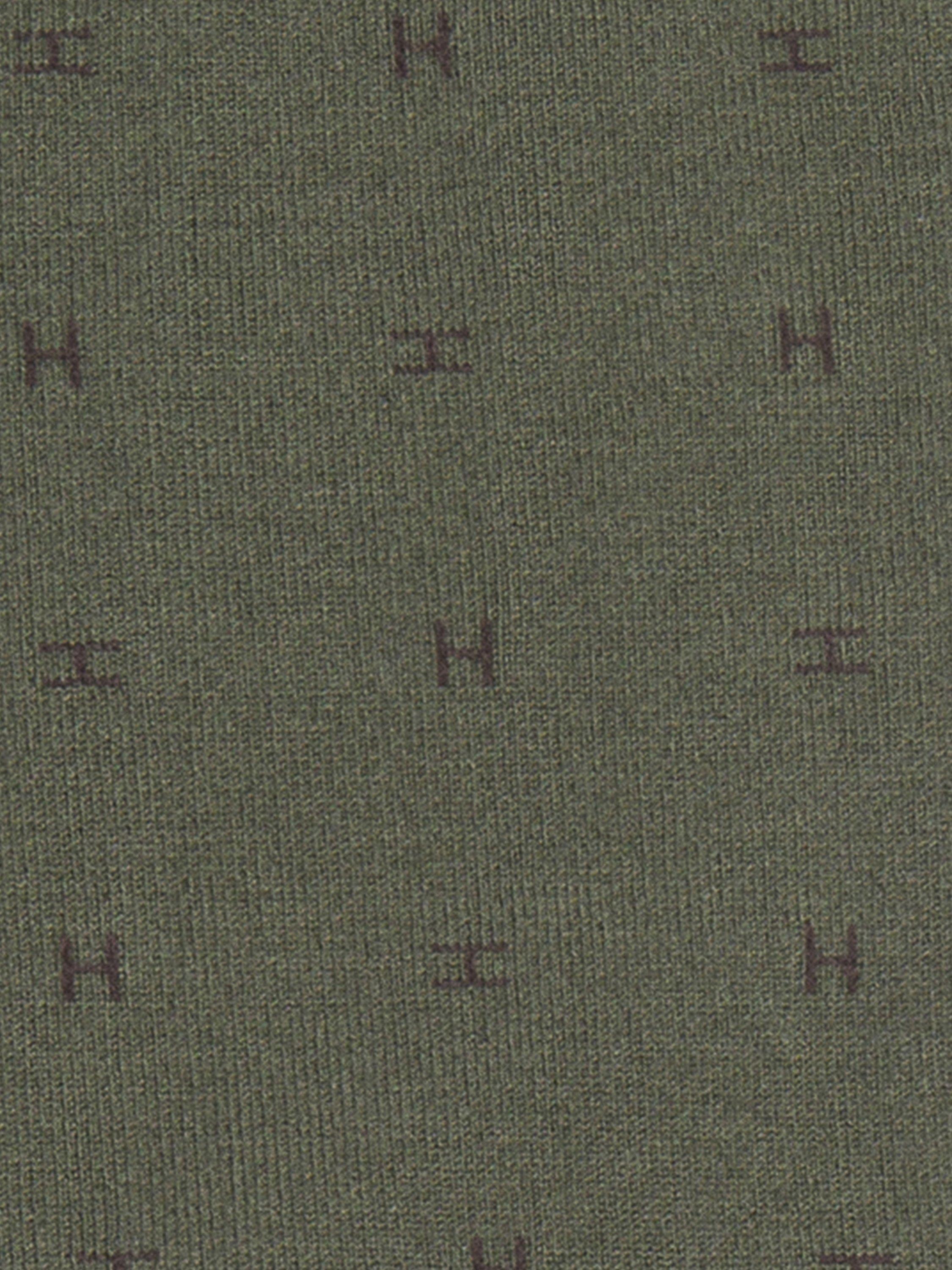 Hackett London Monogram Print Crew Socks, Dark Khaki Green