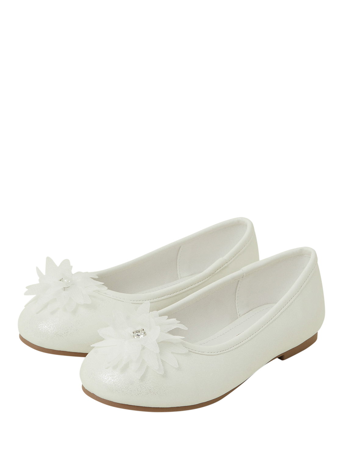 Angels by Accessorize Kids' Flower Toe Ballerina Flat Shoes, Ivory