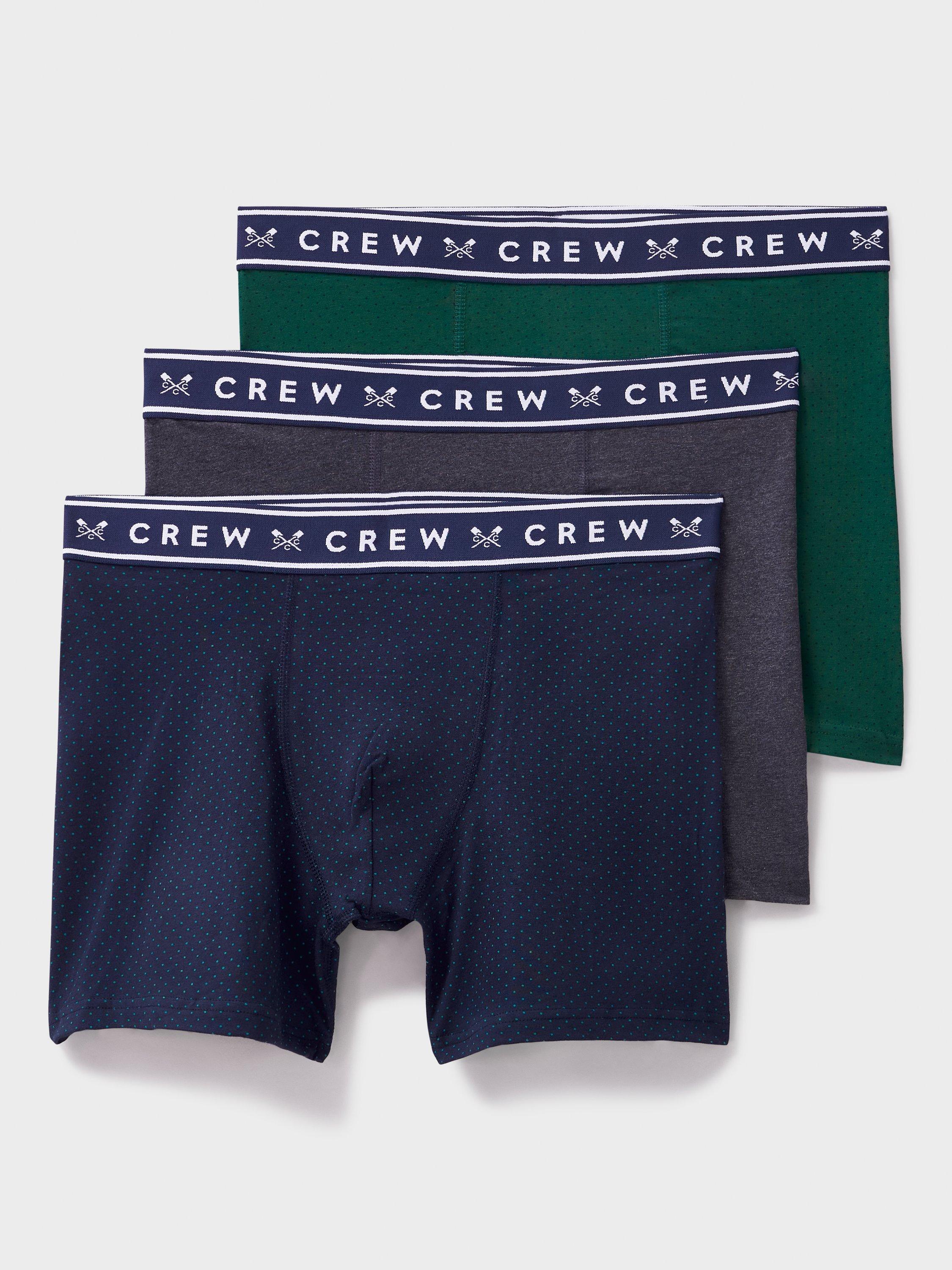 Crew Clothing Cotton Blend Boxers, Pack of 3, Navy Multi/Charcoal/Green