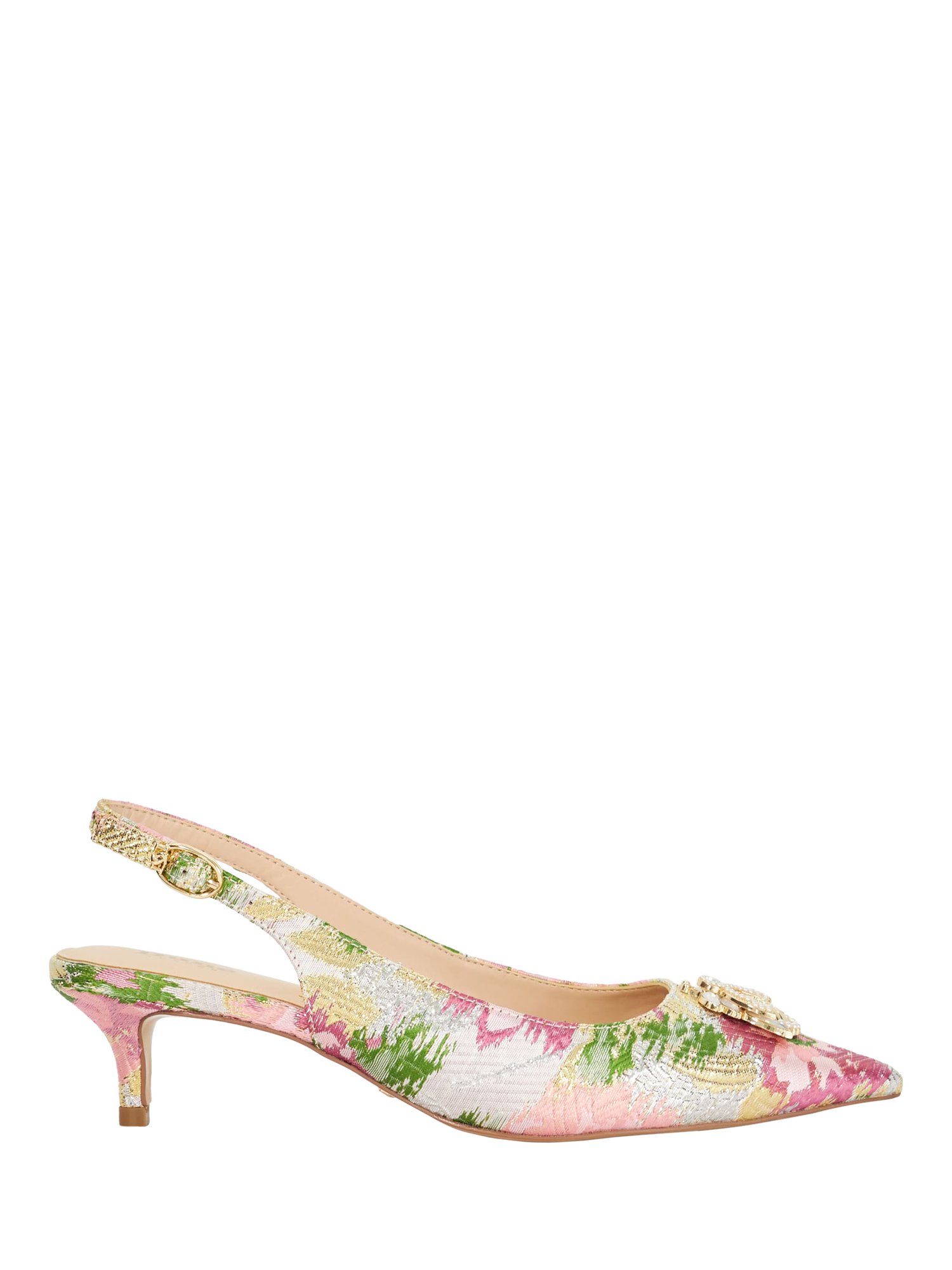 Dune Context Floral Pointed Slingback Courts, Pink/Multi
