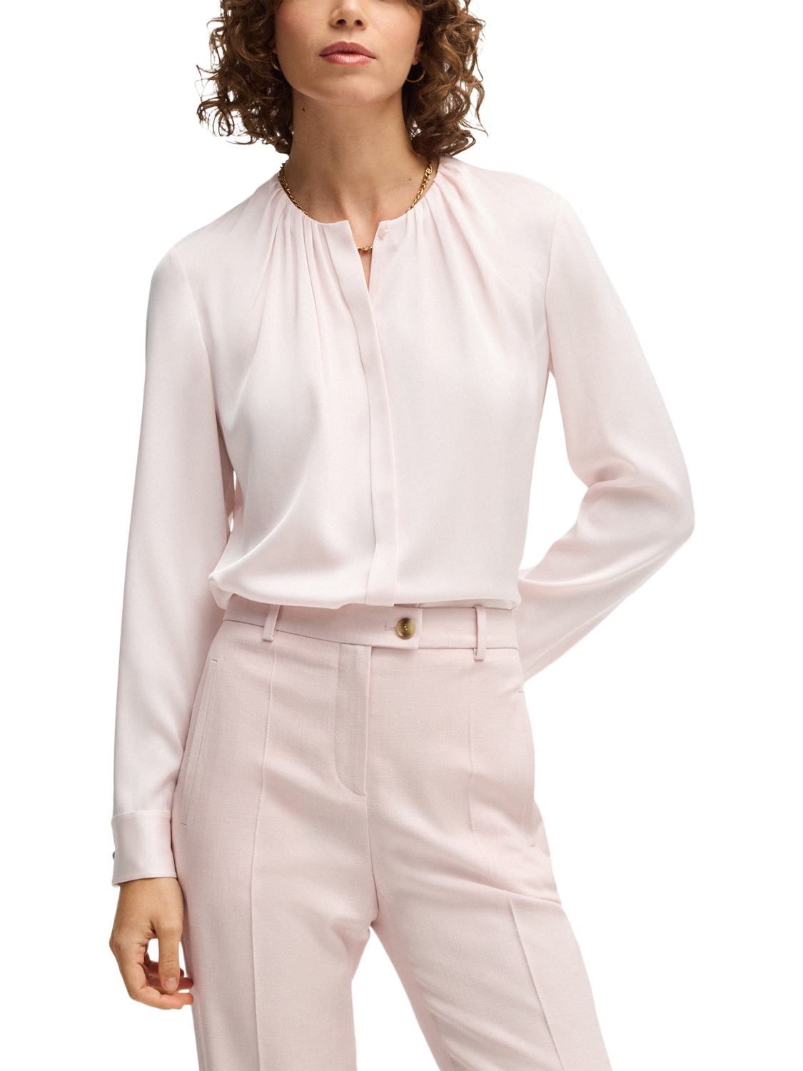 BOSS Banorah Silk Rich Top, Pink